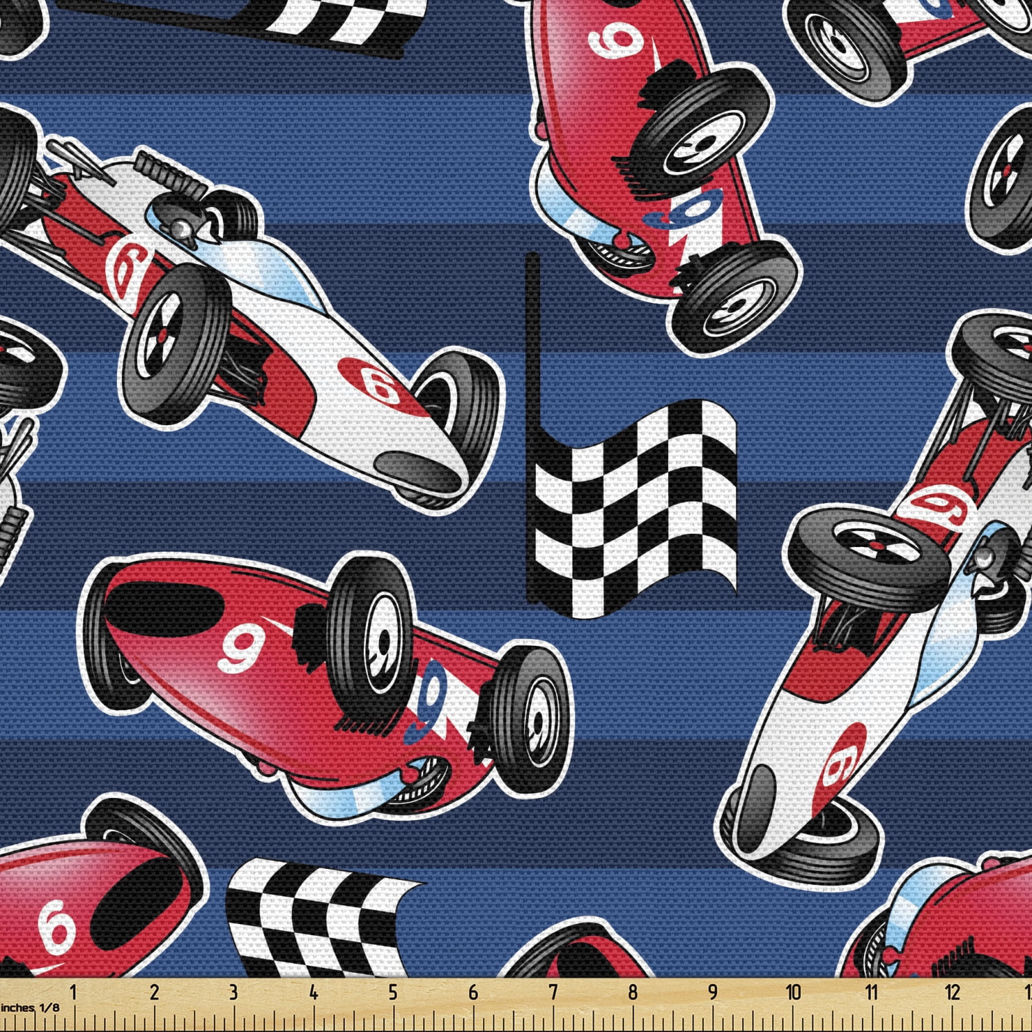 Ambesonne Cars Fabric by the Yard Upholstery, Racing Automobile Sports ...
