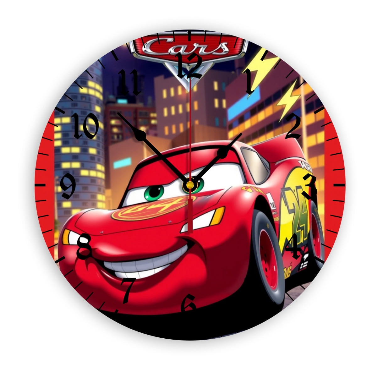 Cars Wall clock, clear glass dial, silent and no ticking sound ...