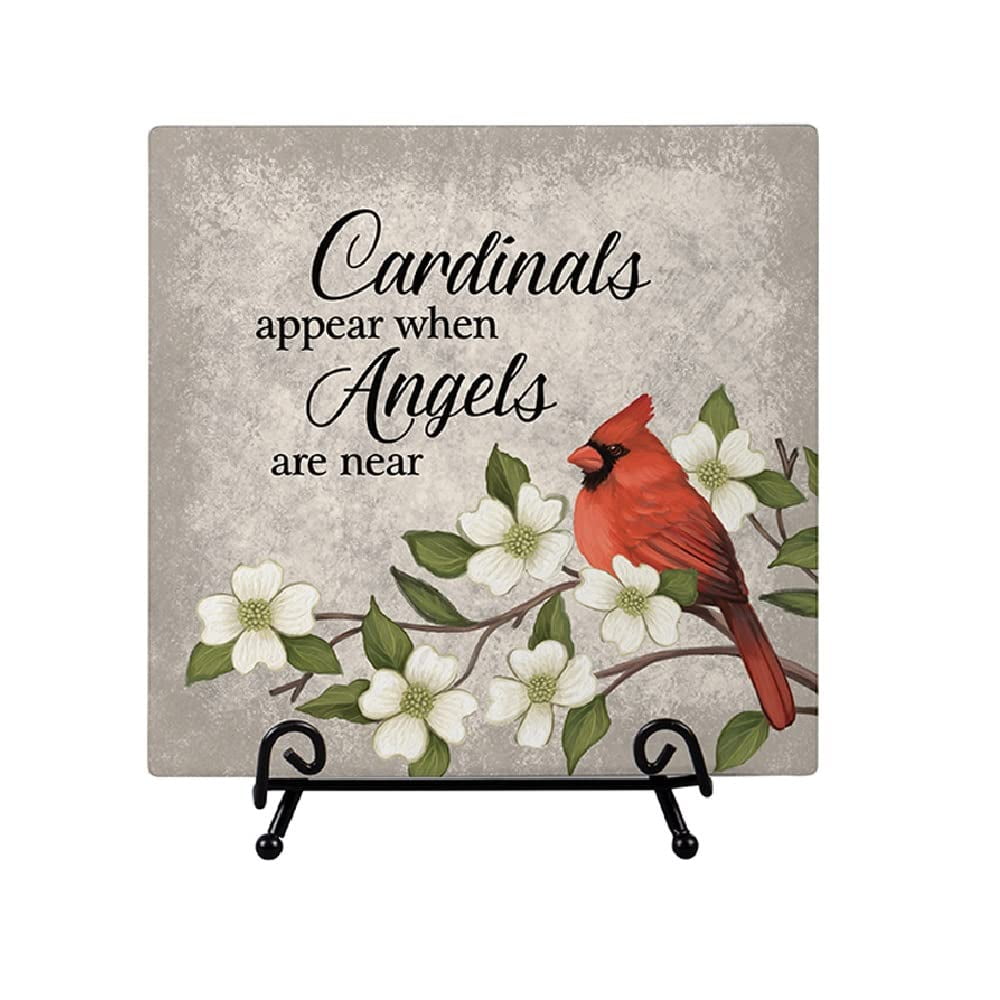Carson 12791 Cardinals Appear Easel Plaque, 6-inch Square, Ceramic ...