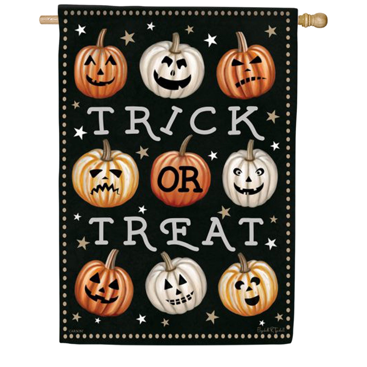 Carson 9 Pumpkins House Flag, 28 x 40 inch Double Sided, Halloween Jack ...