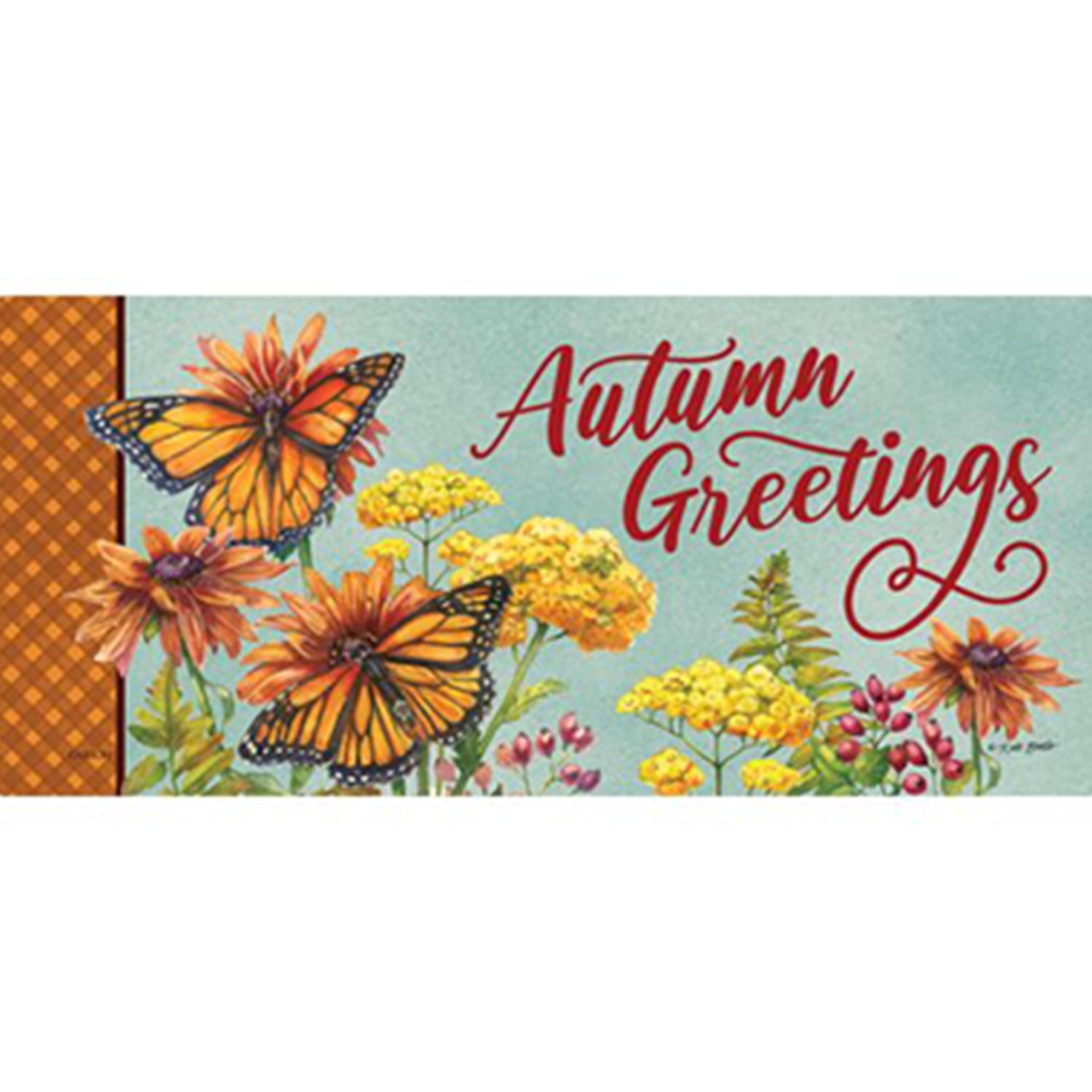 Carson Autumn Monarchs Mini Doormat, 10 x 22 inch, Fall Butterfly ...
