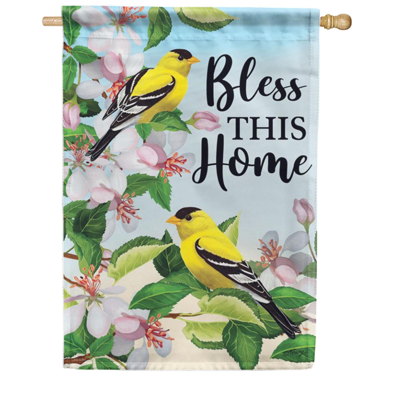 Carson Bless This Home Goldfinches House Flag, 28 x 40 inch Double ...