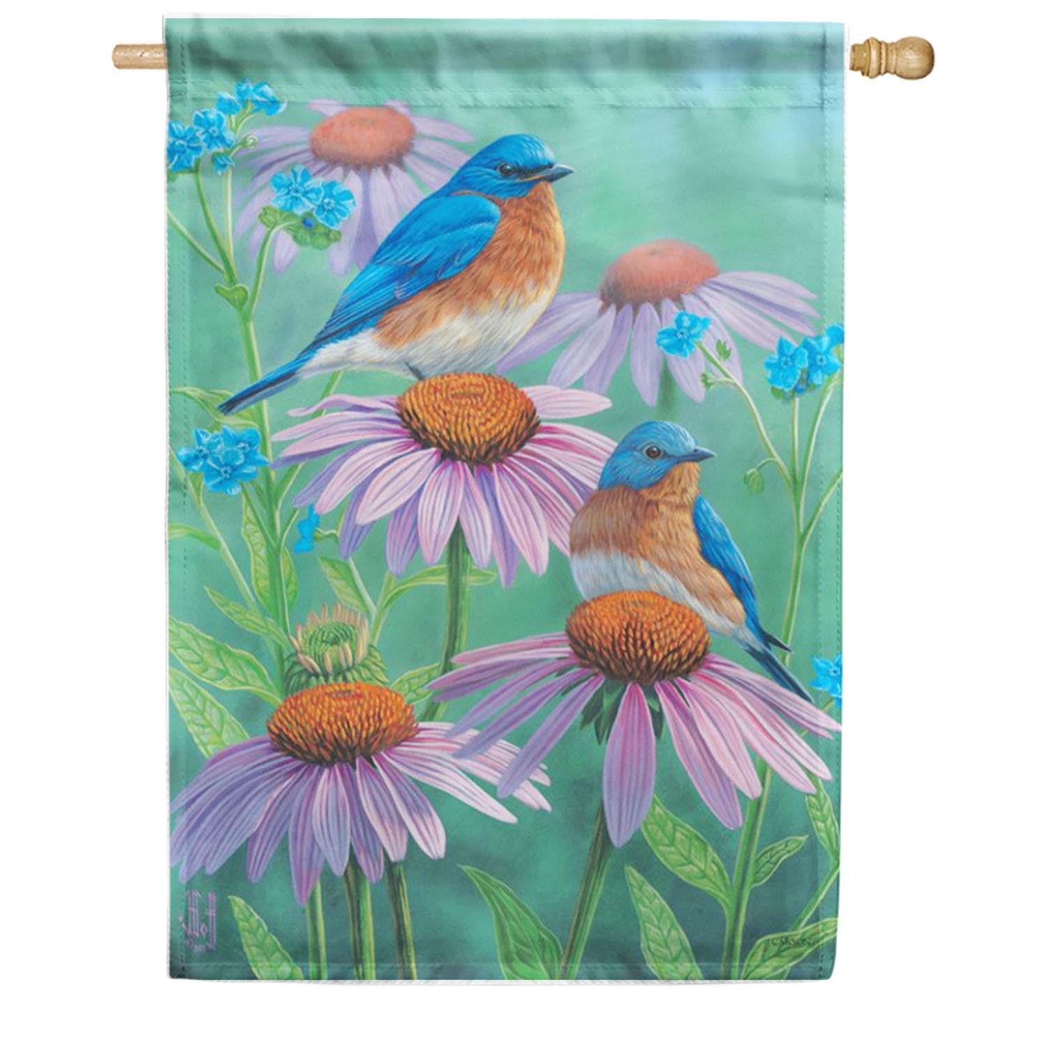 Carson Bluebird Delight House Flag, 28 x 40 inch Double Sided, Eastern ...