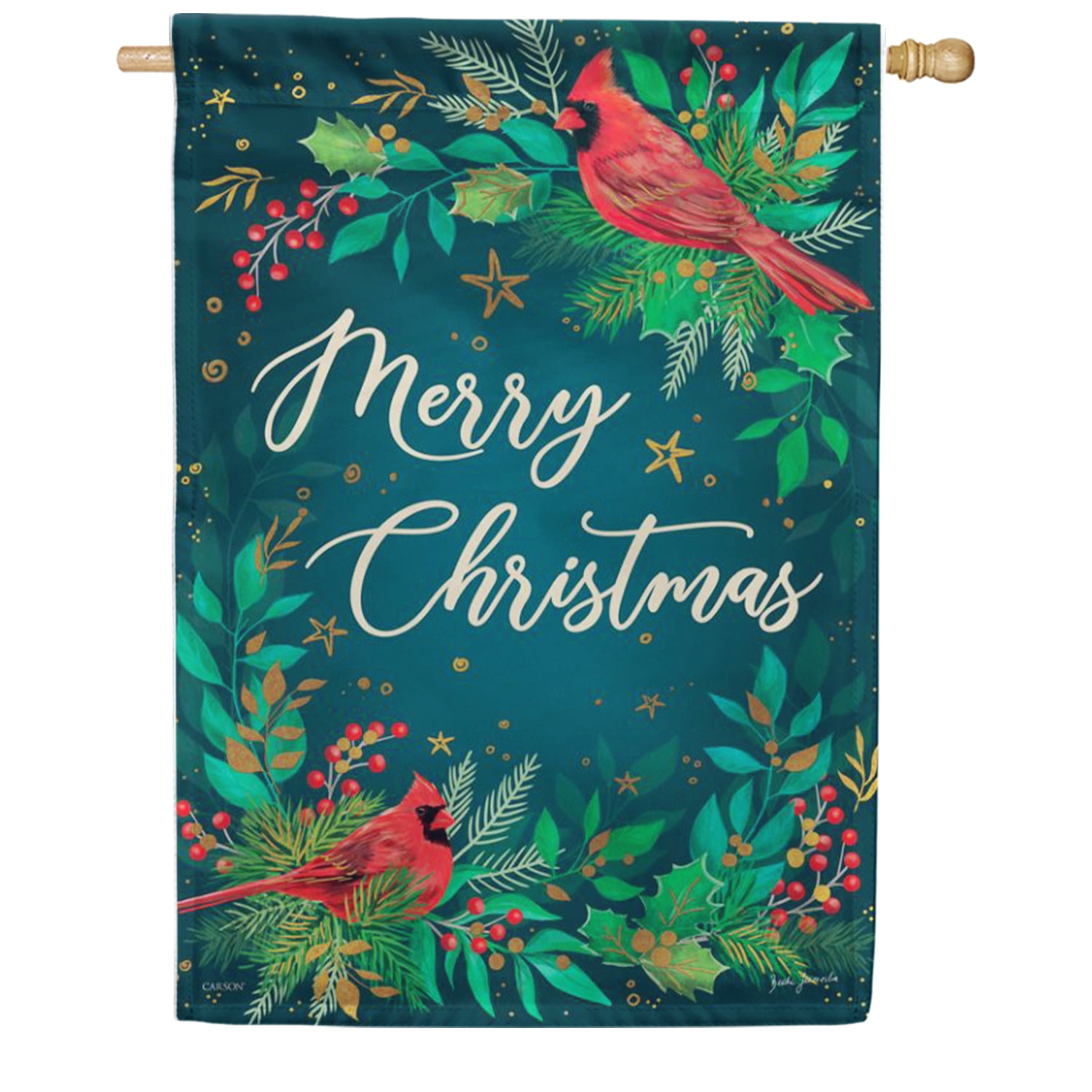Carson Cardinal Christmas House Flag, 28 x 40 inch Double Sided, Merry ...