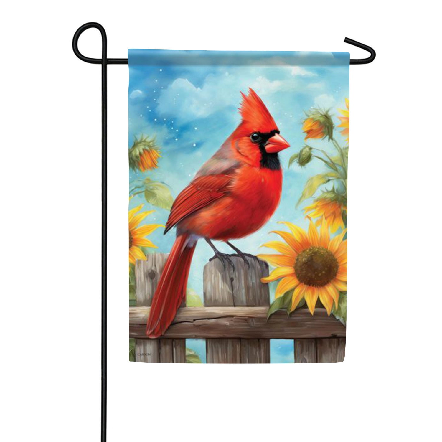 Carson Cardinal on Fence Garden Flag, 12.5 x 18 inch Double Sided, Red ...