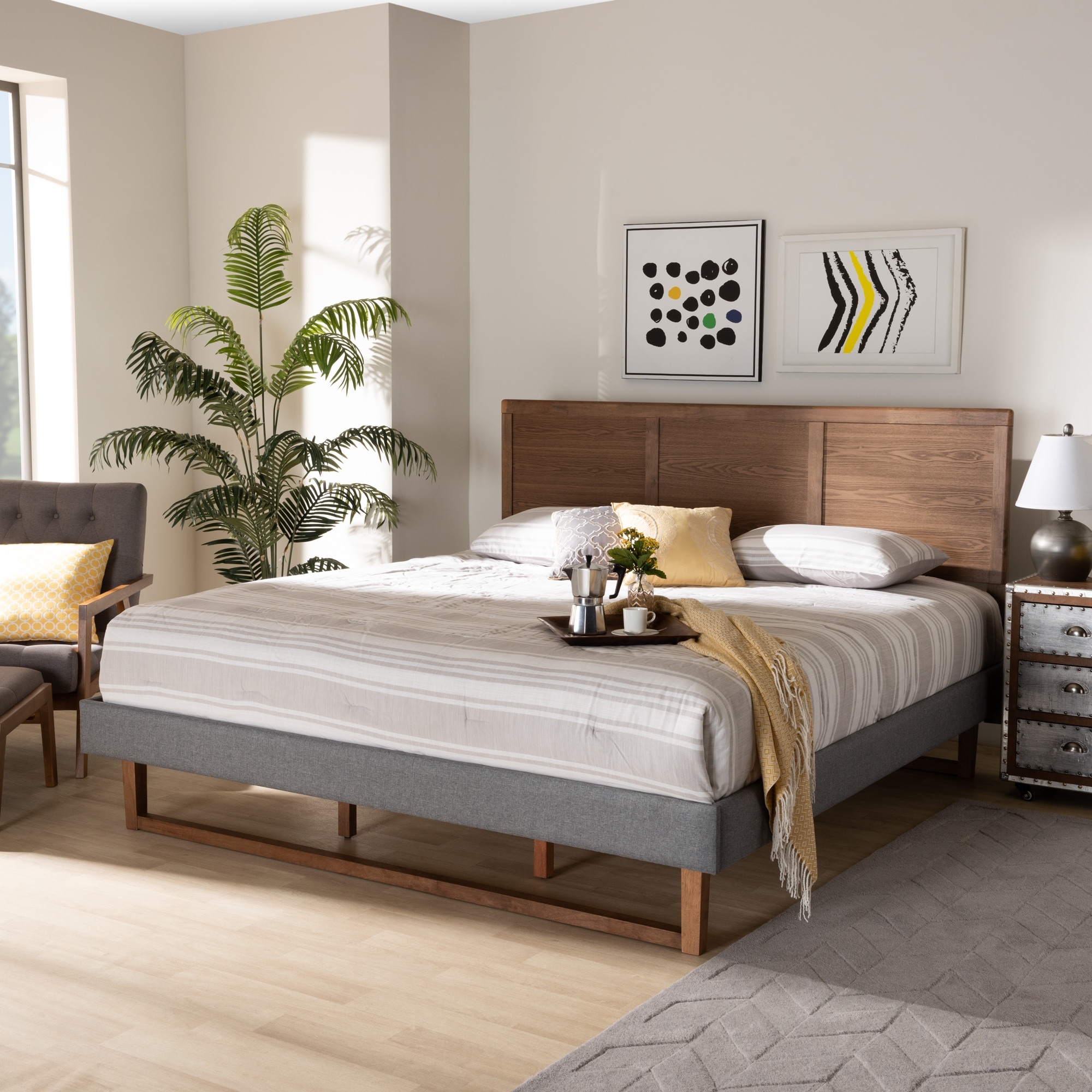 Carson Carrington Inglerud Upholstered Ash Walnut Wood Platform Bed ...