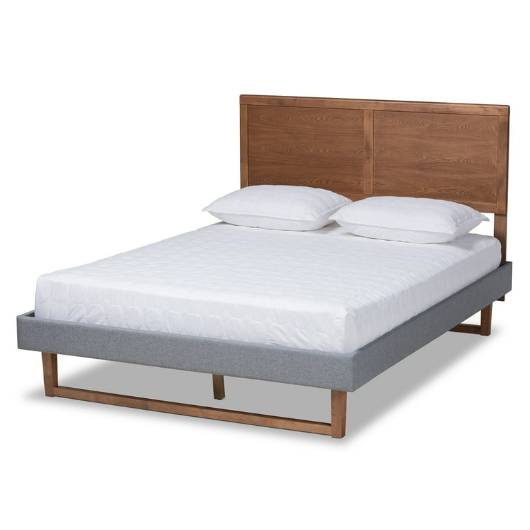 Carson Carrington Inglerud Upholstered Ash Walnut Wood Platform Bed Queen