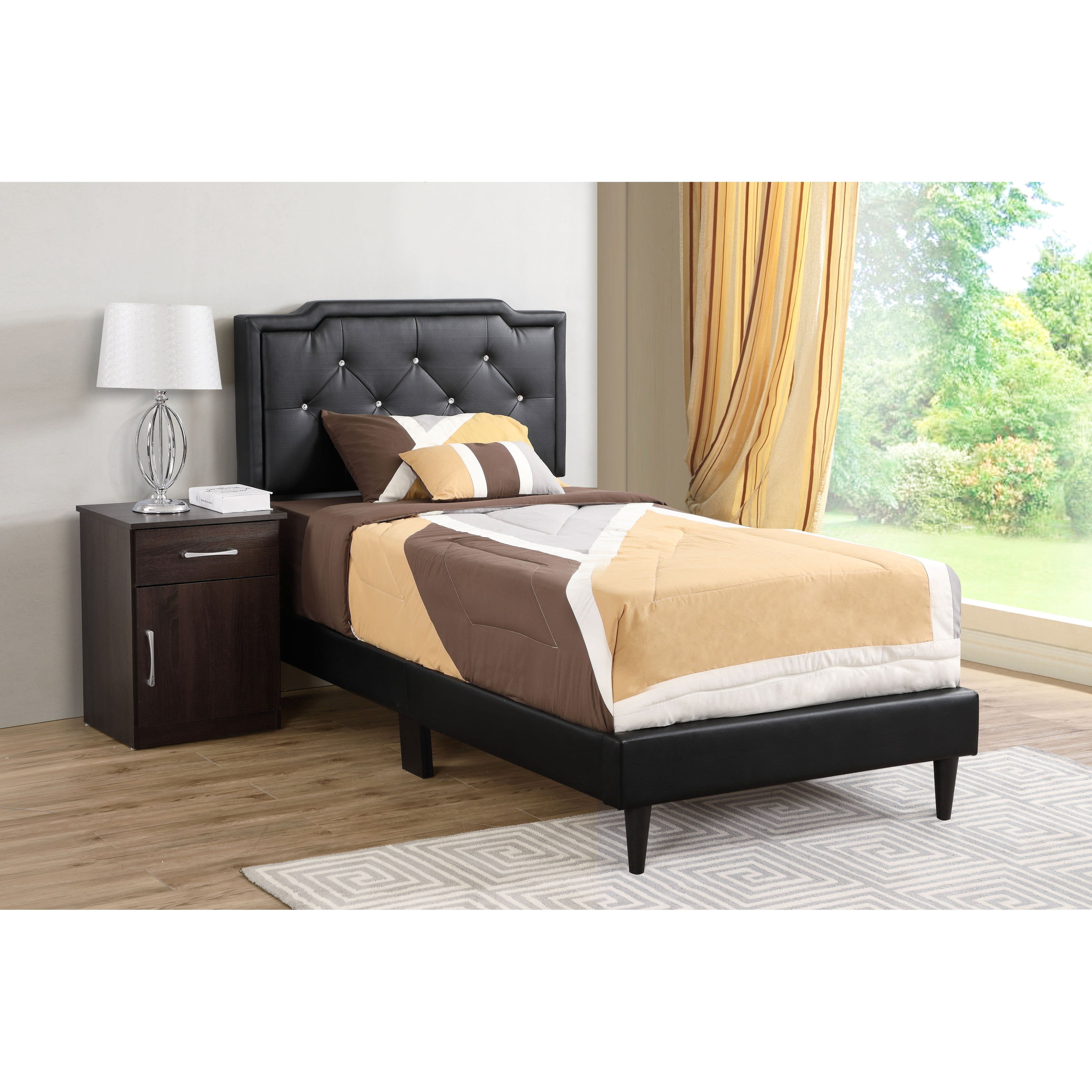 Carson Carrington Valsnas Adjustable Tufted Faux Leather Panel Bed ...