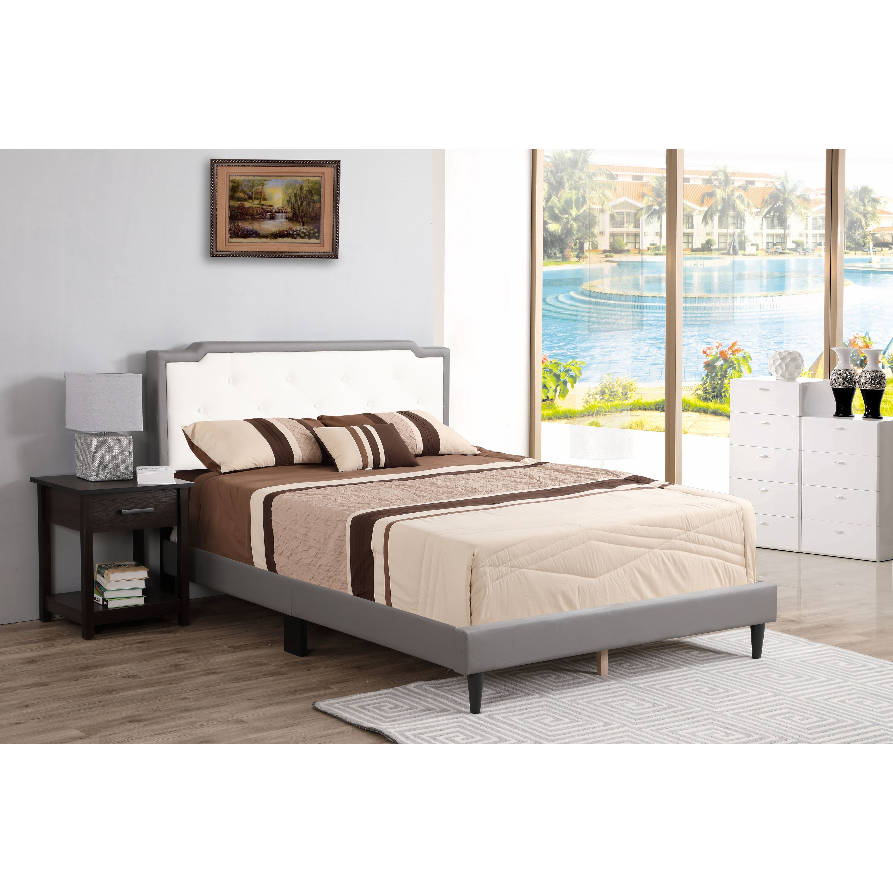 Carson Carrington Valsnas Adjustable Tufted Faux Leather Panel Bed ...