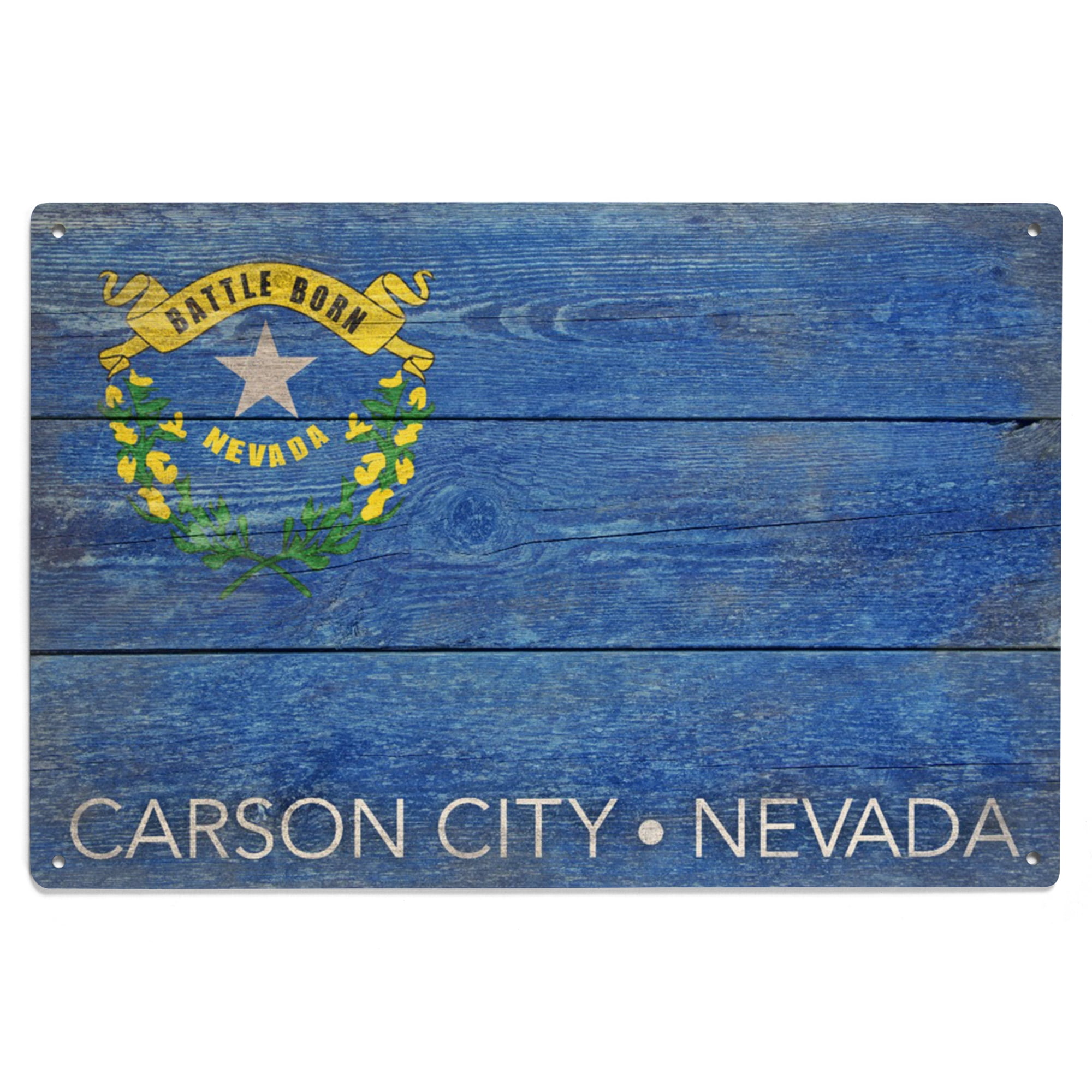 Carson City, Nevada, Rustic State Flag Birch Wood Wall Sign (6x9 Rustic ...
