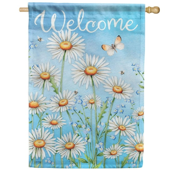 Carson Daisies Welcome House Flag, 28 x 40 inch Double Sided, Daisy ...
