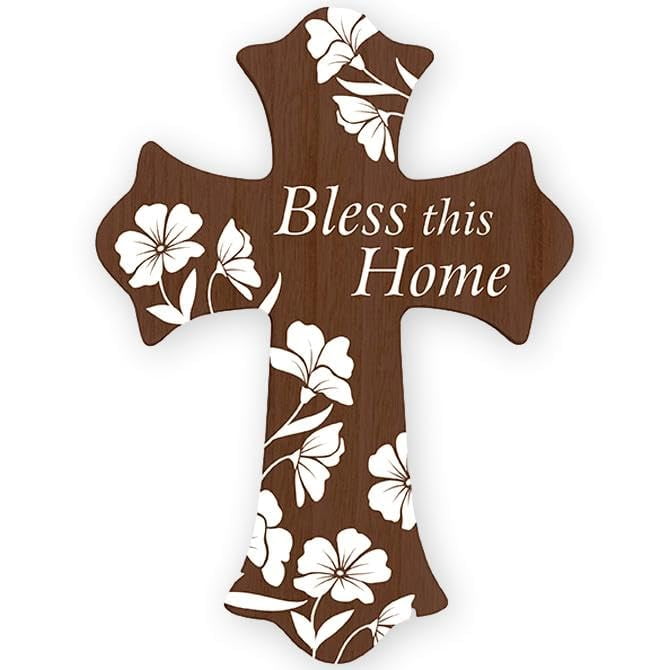 Carson Decorative Bless This Home Wall Cross - Floral Cross Wall ...