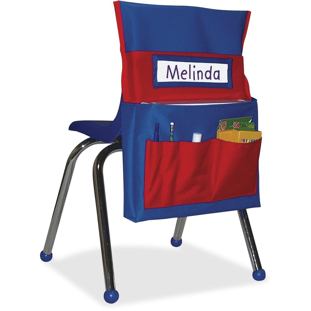 Carson Dellosa 15" W x 19" H Canvas Blue and Red Chairback Buddy Pocket ...