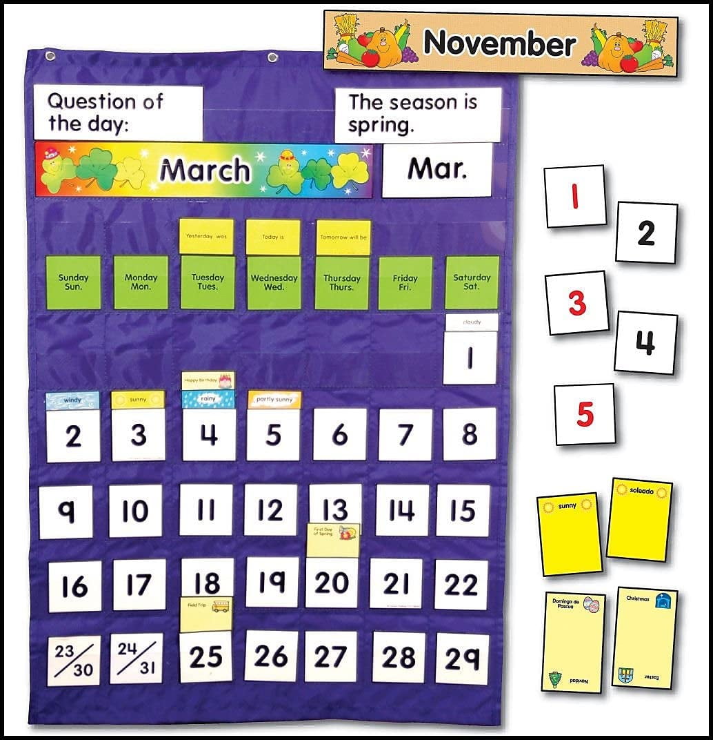Carson Dellosa 26" x 37.25" Monthly Weather and Calendar Pocket Chart ...