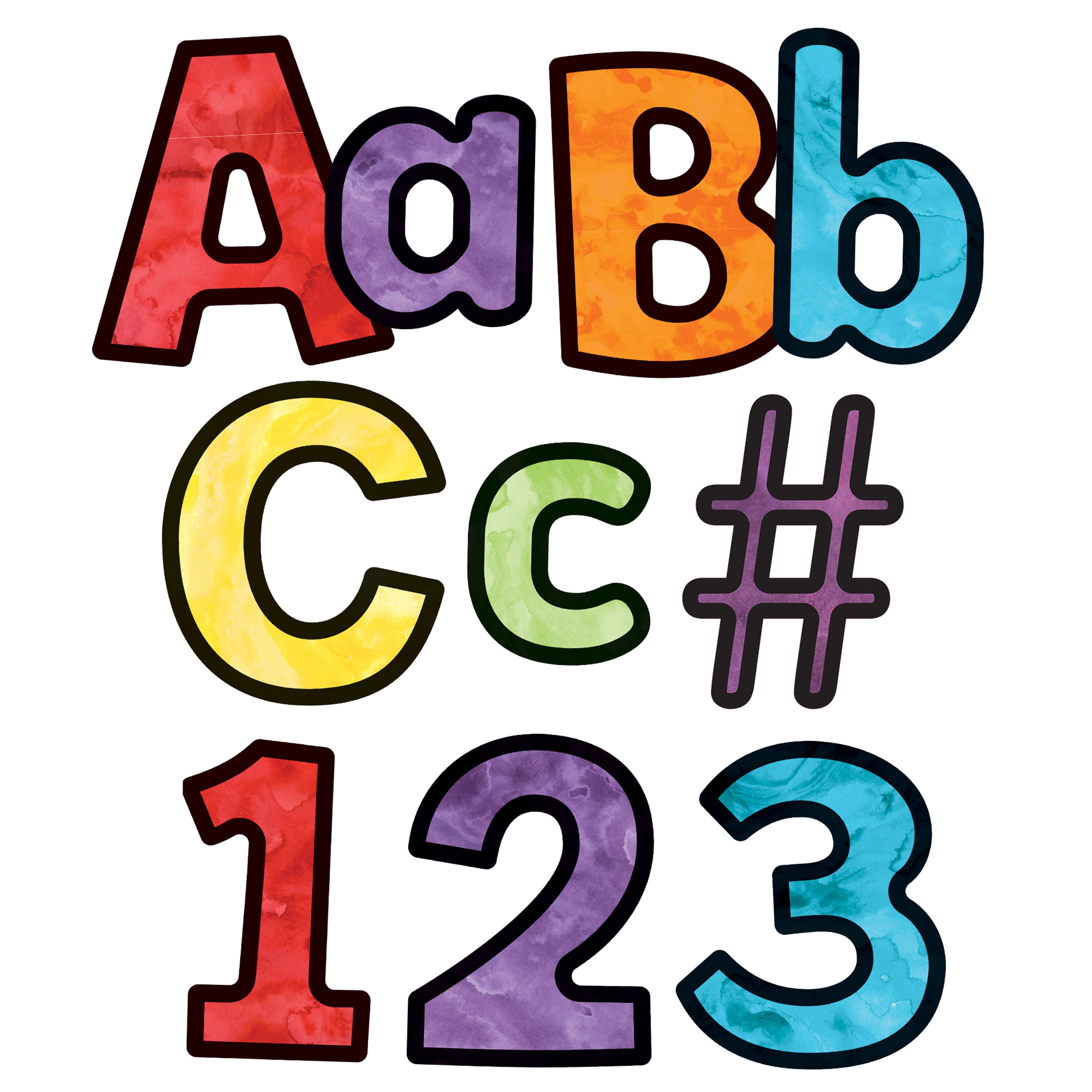 Carson Dellosa 4in Watercolor Classroom Alphabet & Number Line Combo ...
