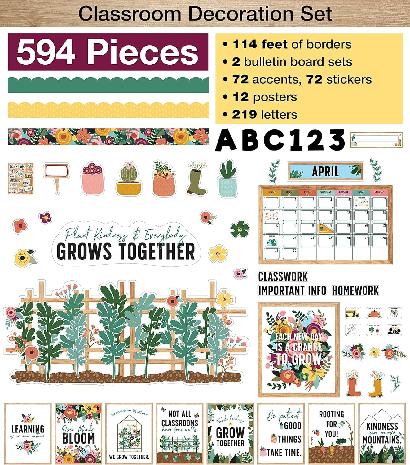 Carson Dellosa 594 Pc. Grow Together Classroom Decor Bundle with ...