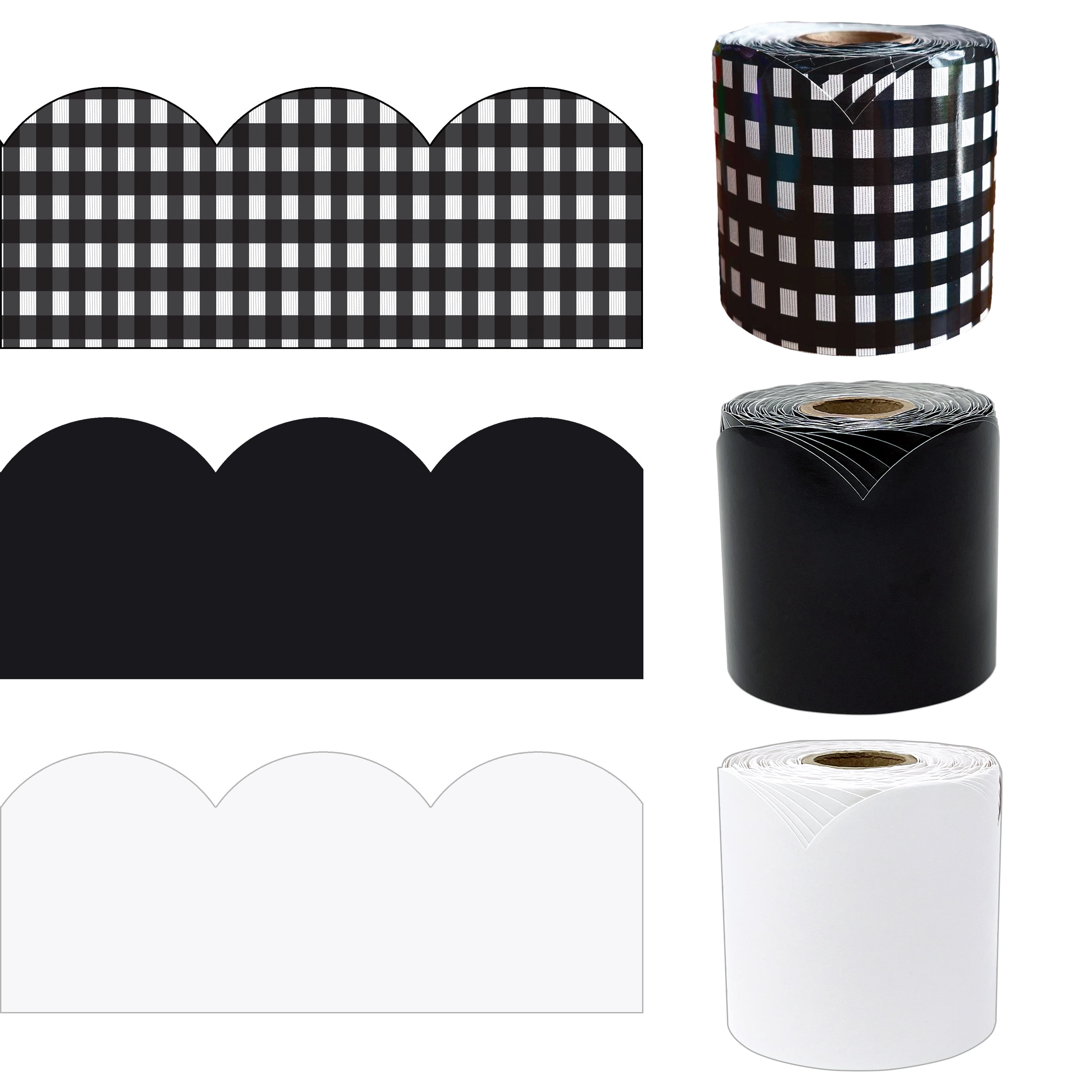 Carson Dellosa 65' Black, White, & Gingham 3 Pack Rolled Bulletin Board ...
