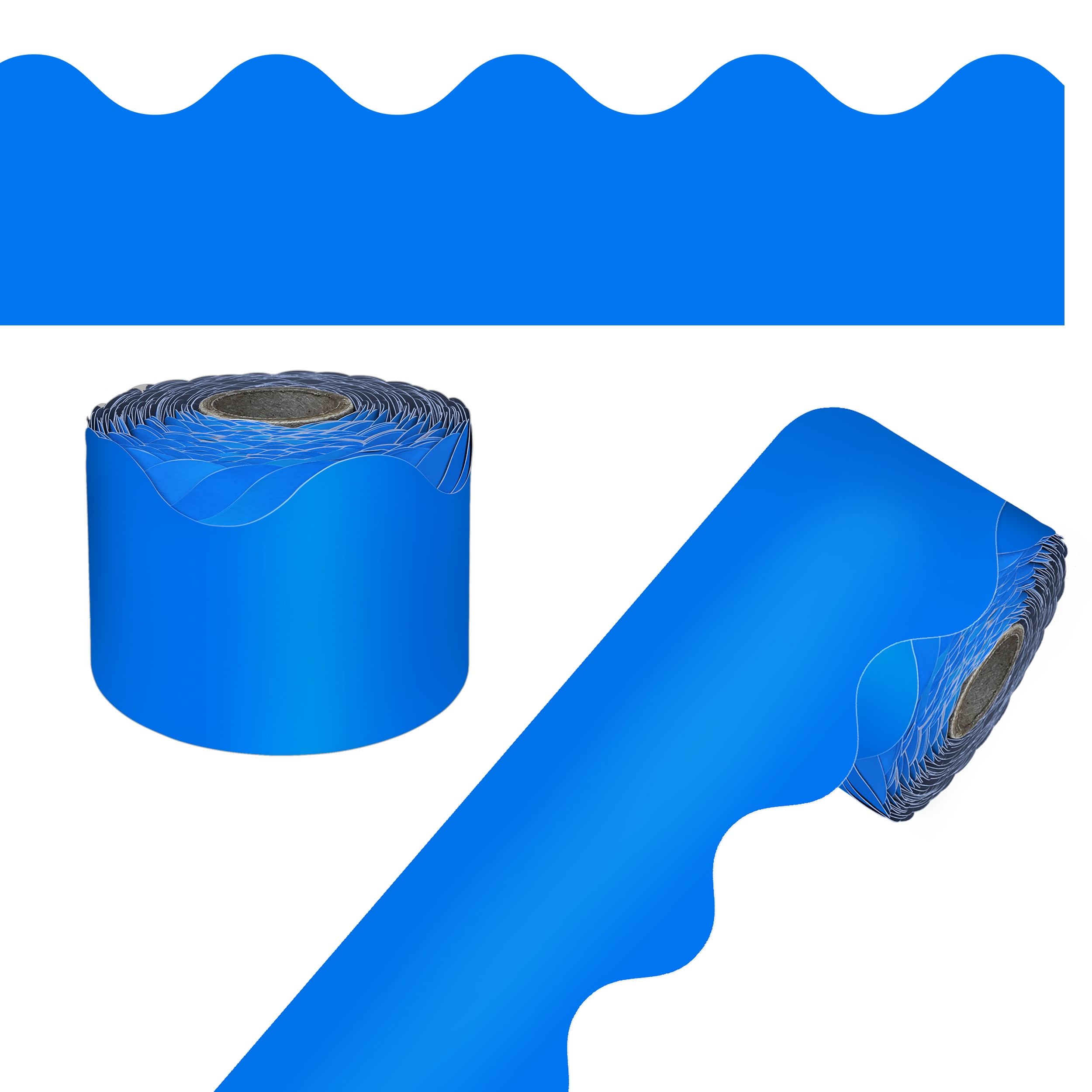 Carson Dellosa 65' Blue Rolled Scalloped Bulletin Board Borders (1 roll ...