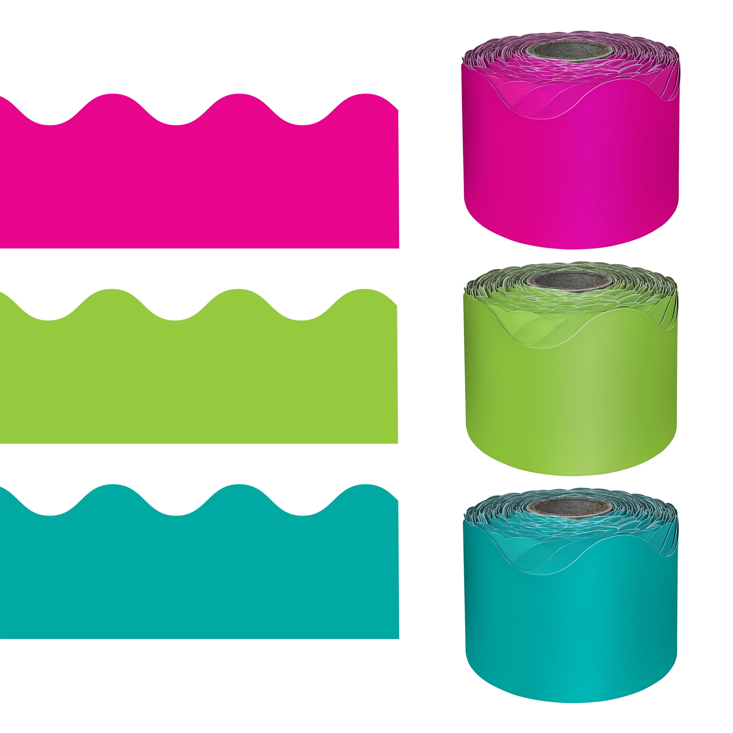 Carson Dellosa 65' Bright & Colorful 3 Pack Rolled Scalloped Bulletin ...