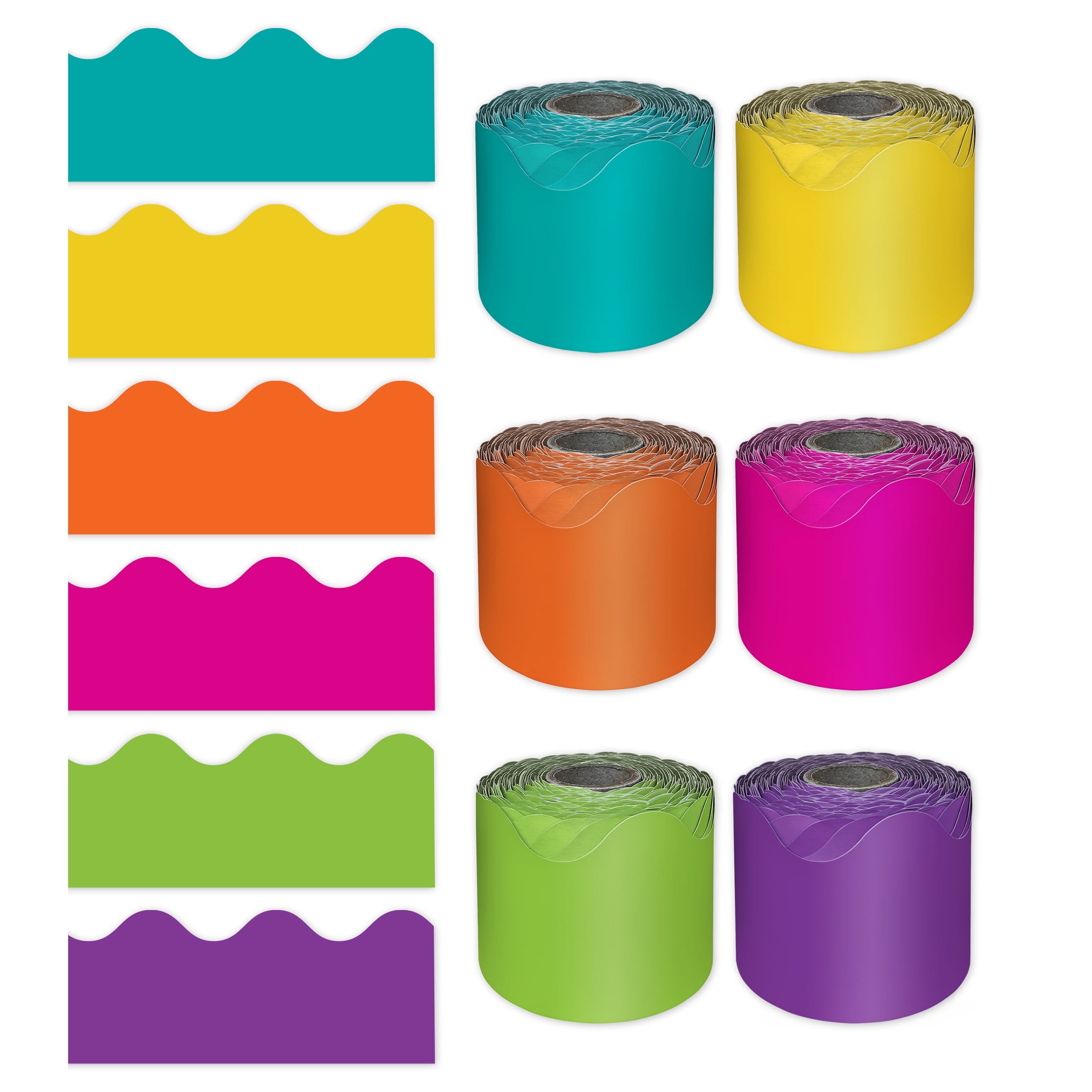 Carson Dellosa 65' Bright & Colorful 6 Pack Rolled Scalloped Bulletin ...