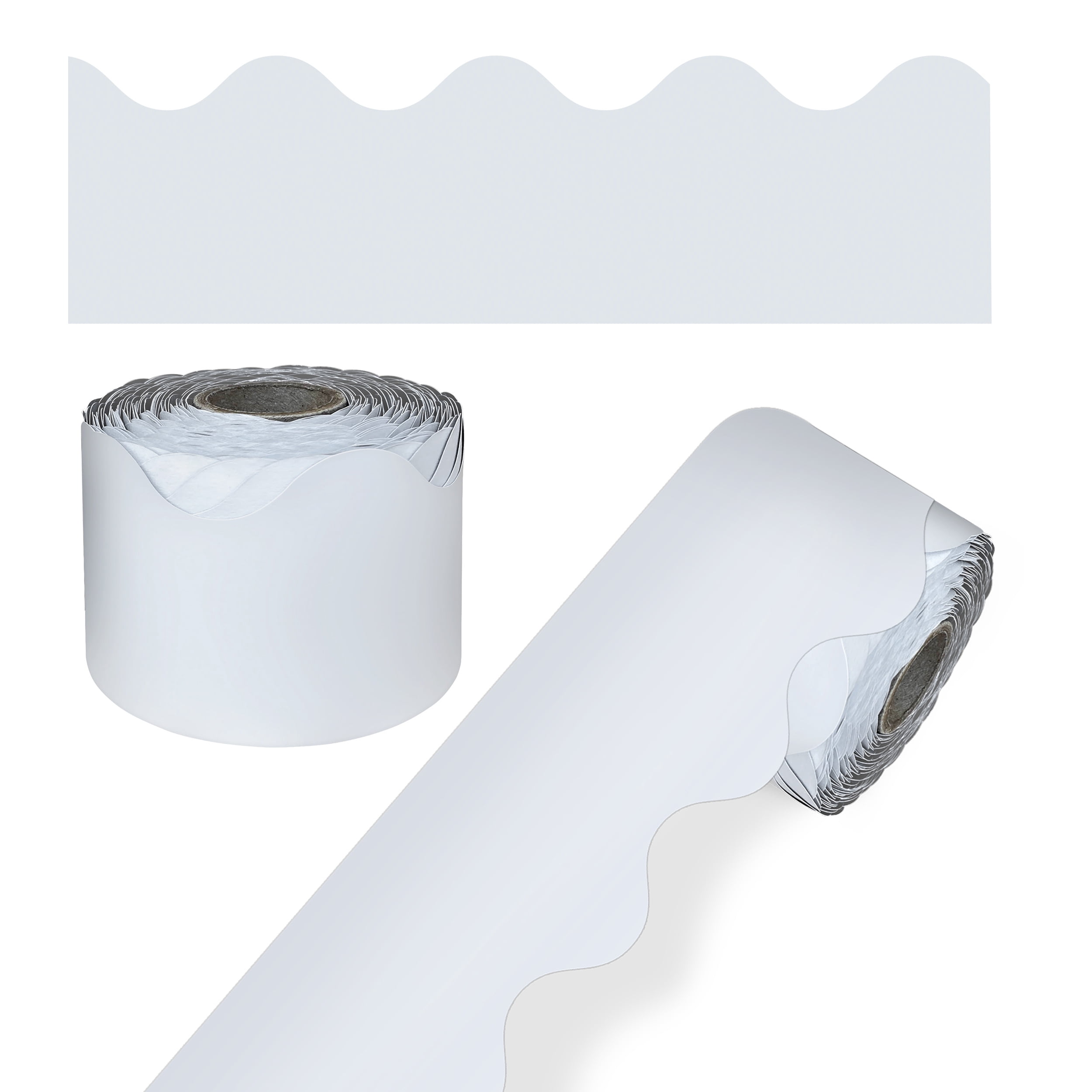 Carson Dellosa 65' White Rolled Scalloped Bulletin Board Borders (1 ...