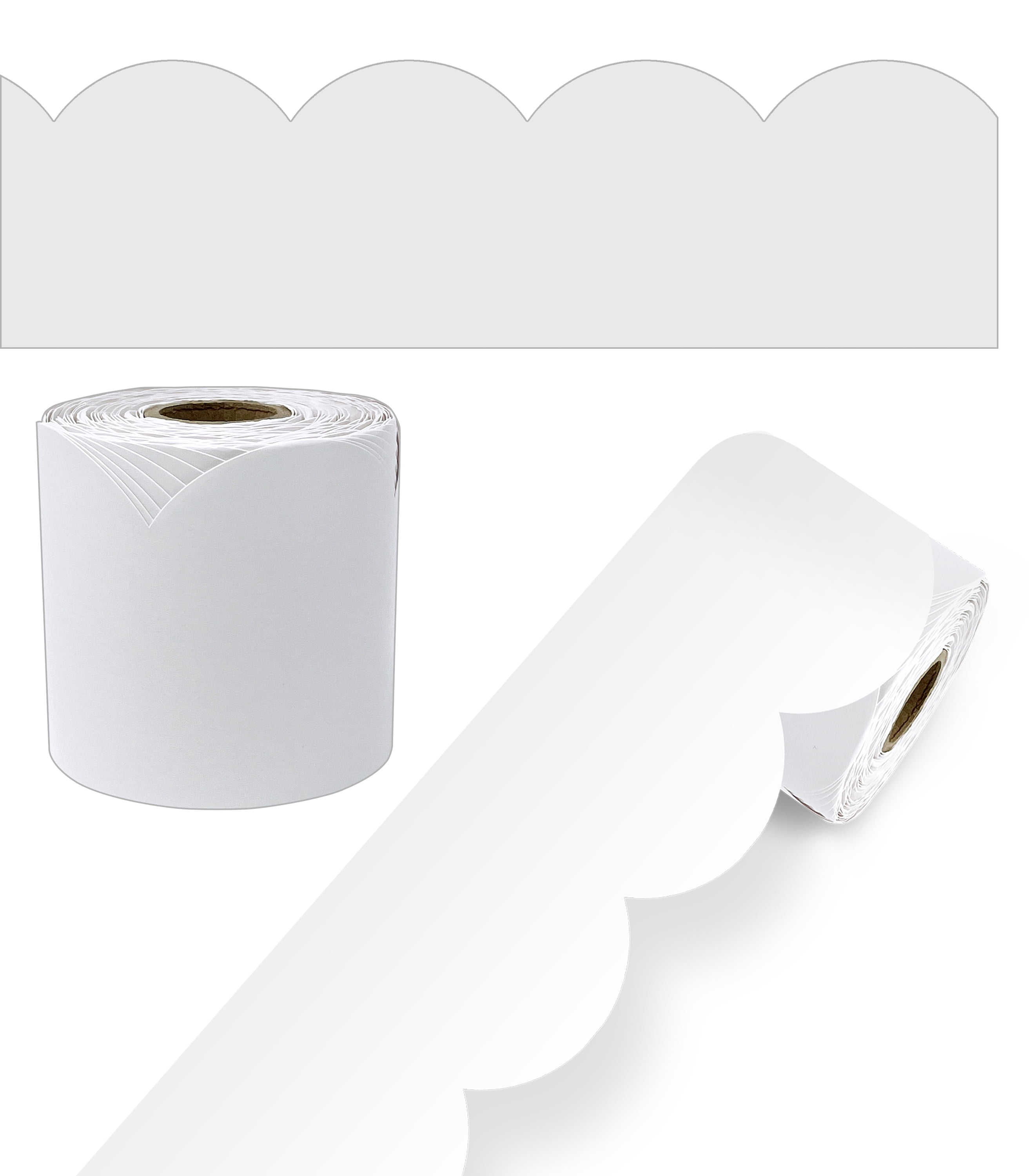 Carson Dellosa 65' White Rolled Modern Scalloped Bulletin Board Borders ...