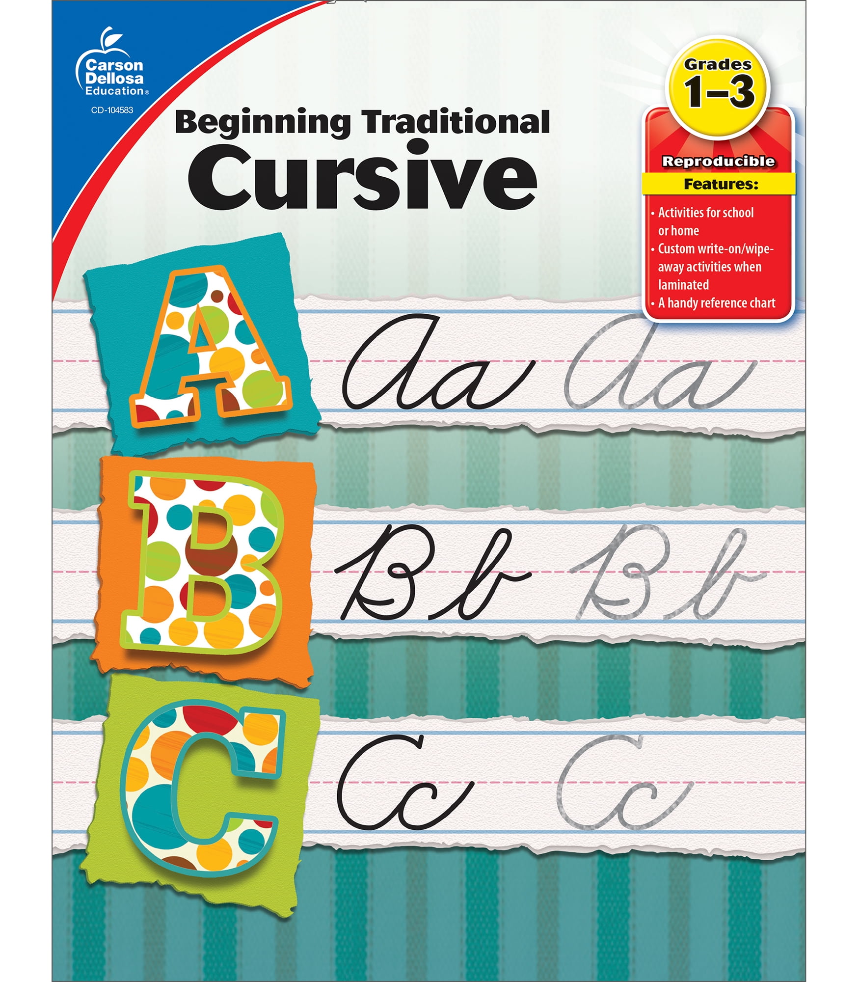 Carson Dellosa Beginning Traditional Cursive Workbook (32 pages) Grade ...