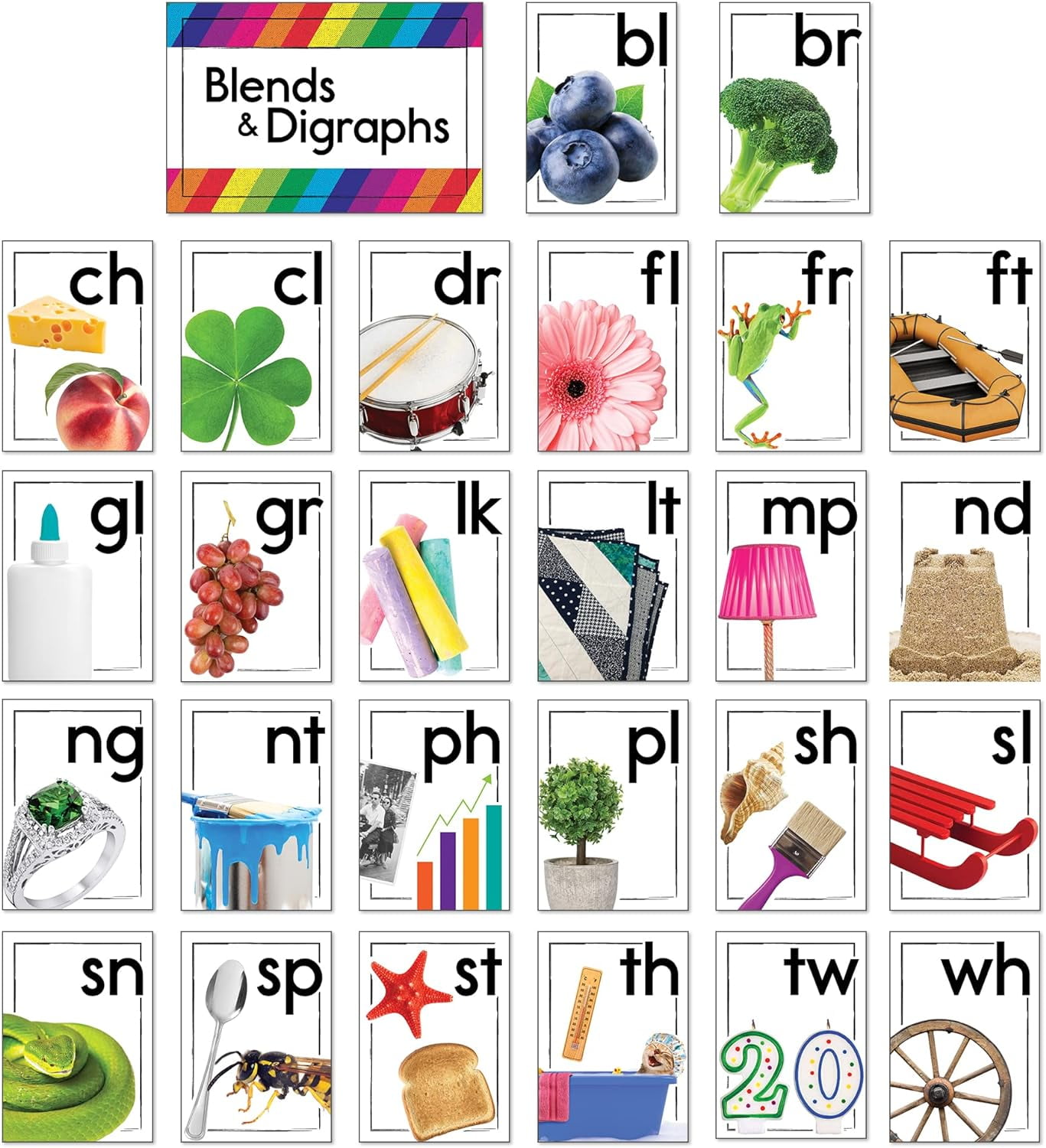Carson Dellosa Blends and Digraphs Bulletin Board Set—Blend Cards ...