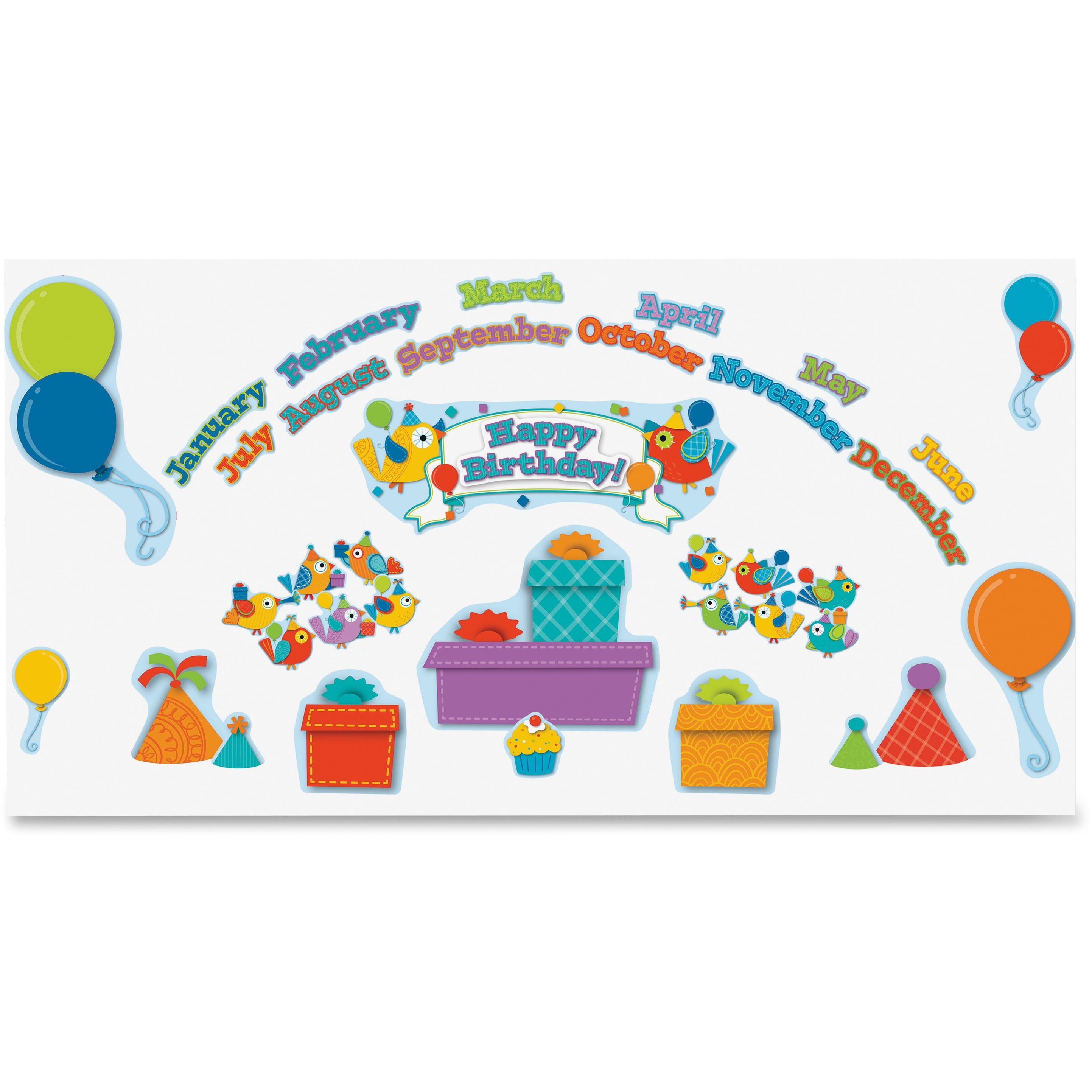 Carson Dellosa Boho Birds Birthday Bulletin Board Set