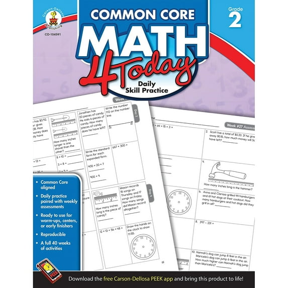 Carson-Dellosa, CDP104591, Grade 2 Common Core Math 4 Today Workbook, 1 ...