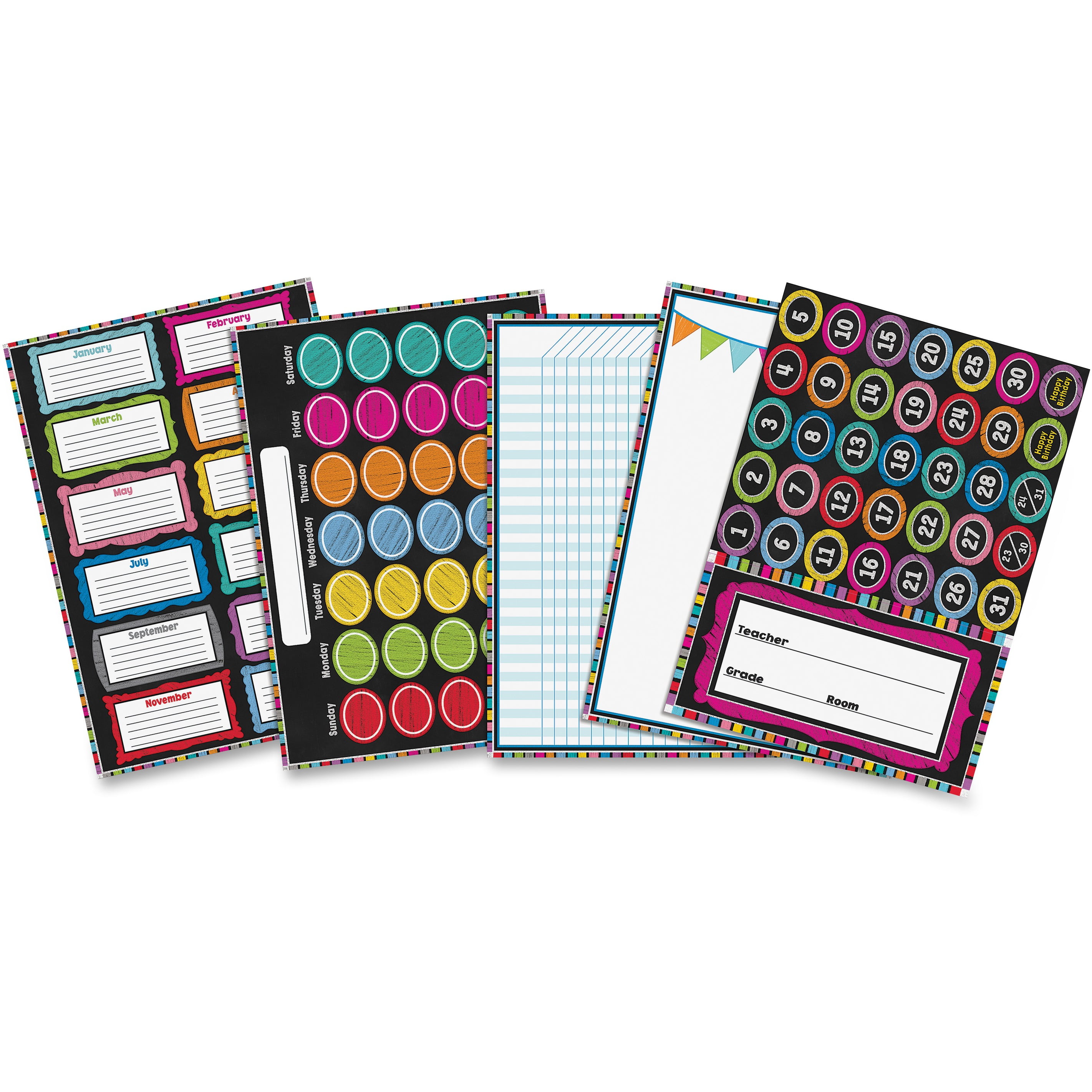 Carson Dellosa Colorful Chalkboard Bulletin Board Set