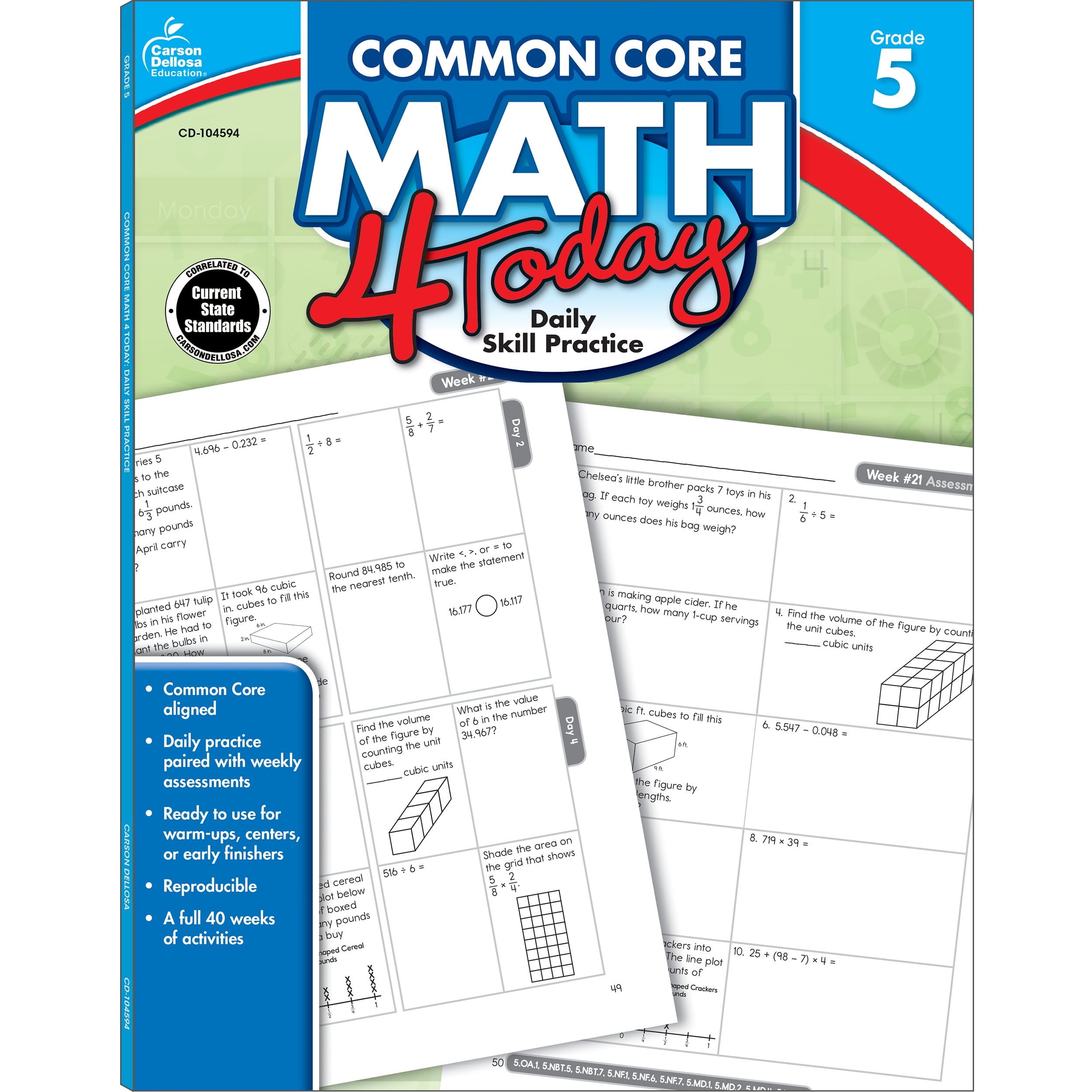 Carson Dellosa Common Core 4 Today Common Core Math 4 Today Workbook ...
