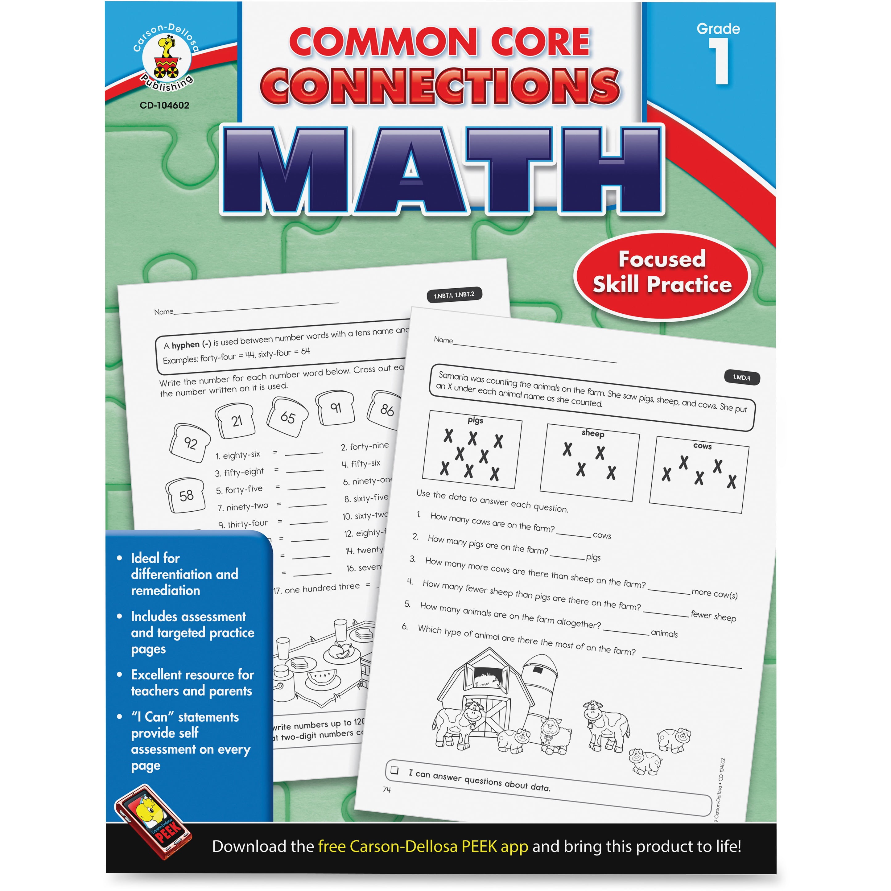 Carson-Dellosa Common Core Connections Grade 1 Math Workbook for ...