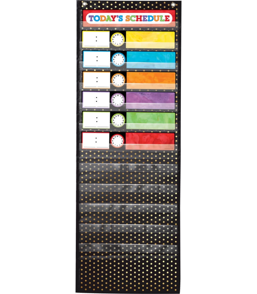 Carson Dellosa Deluxe Scheduling: Gold Polka Dot Pocket Chart (16 ...