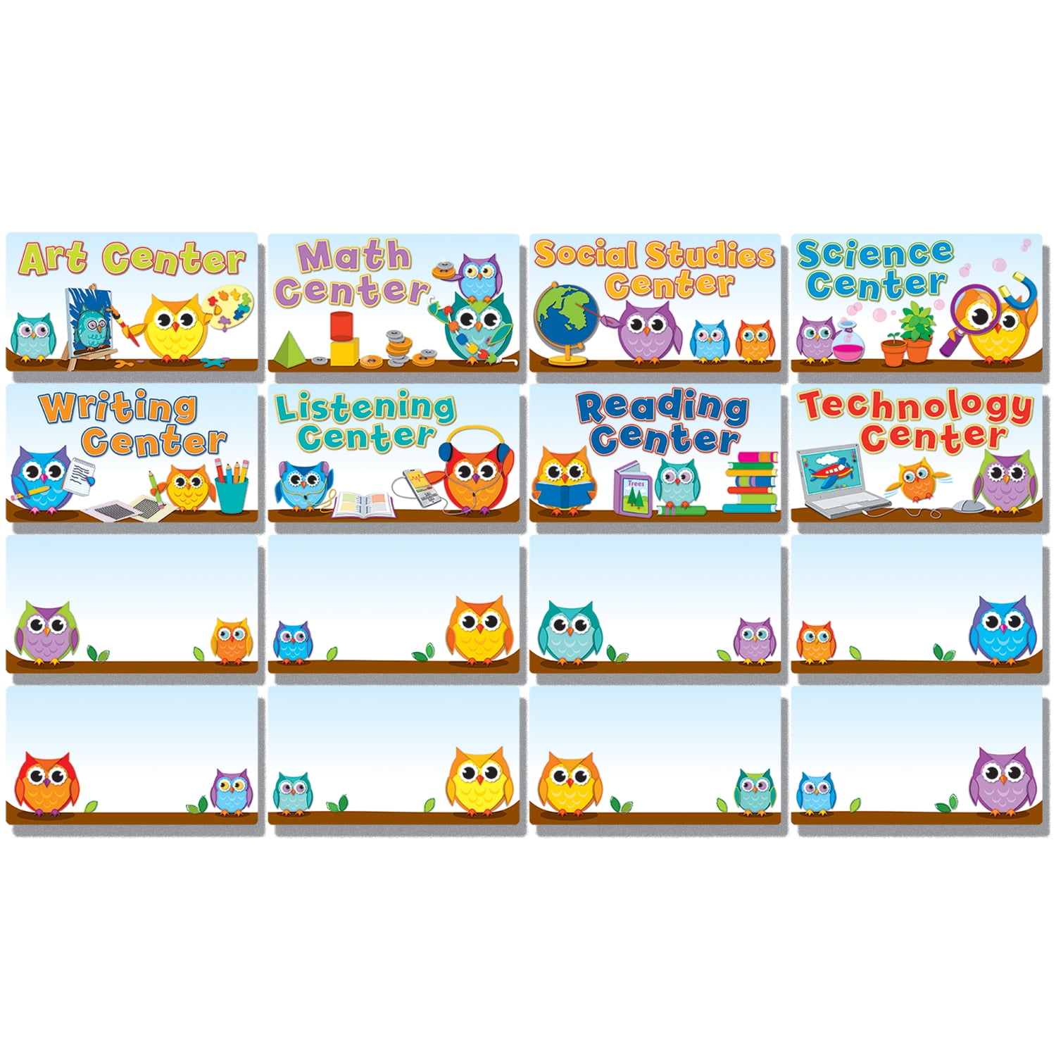 Carson Dellosa Education Colorful Owls Center Signs Mini Bulletin Board