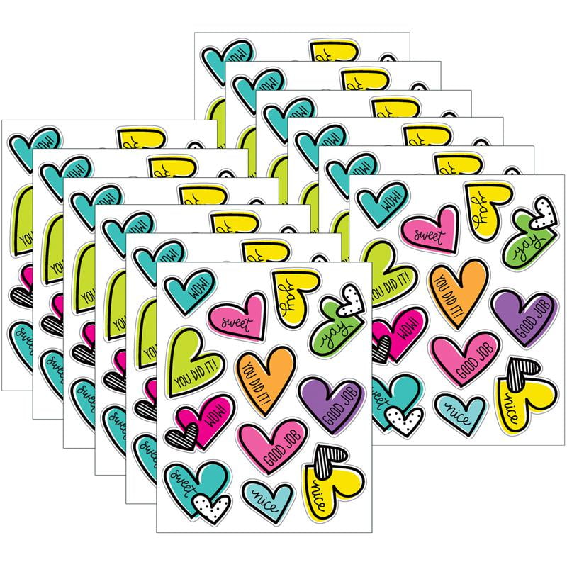 Carson Dellosa Education Kind Vibes Doodle Hearts Shape Stickers, 72 ...