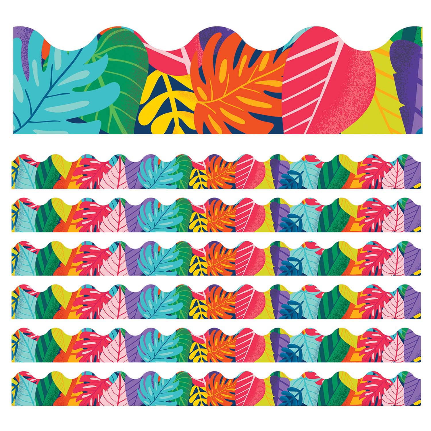 Carson Dellosa Education One World Colorful Leaves Scalloped Border, 78 ...