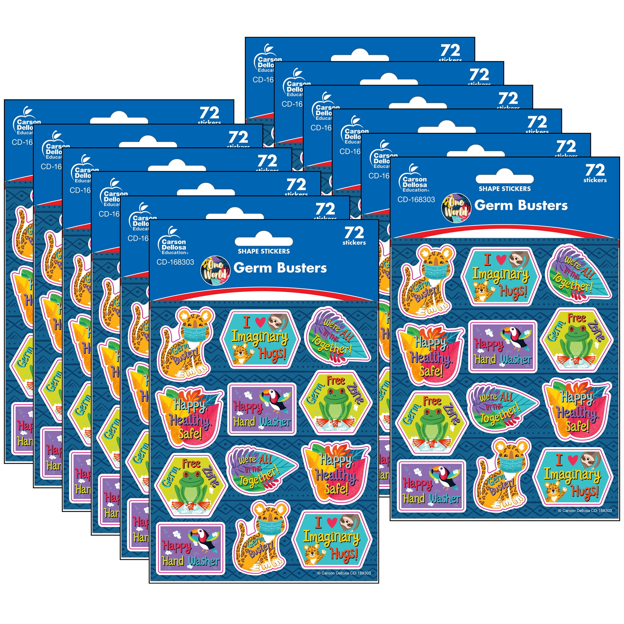 Carson Dellosa Education One World Germ Busters Shape Stickers, 72 Per ...