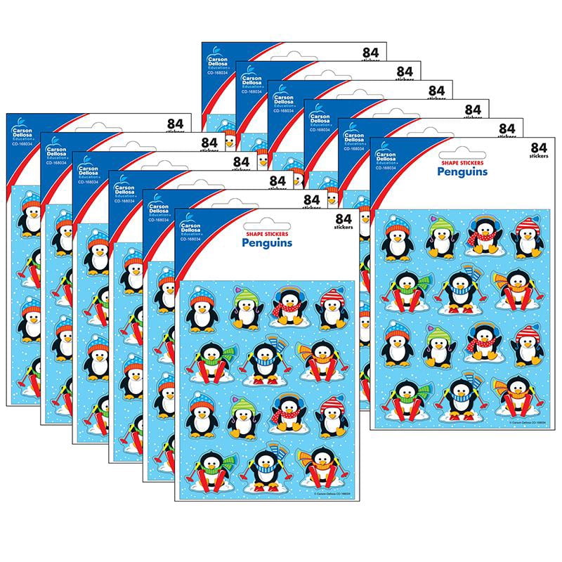 Carson Dellosa Education Penguins Shape Stickers, 84 Per Pack, 12 Packs ...