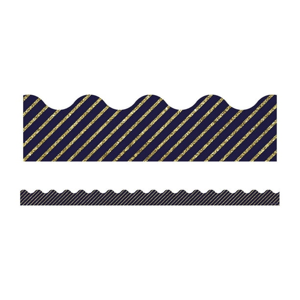Carson Dellosa Education Sparkle And Shine Gold Glitter And Navy Stripe