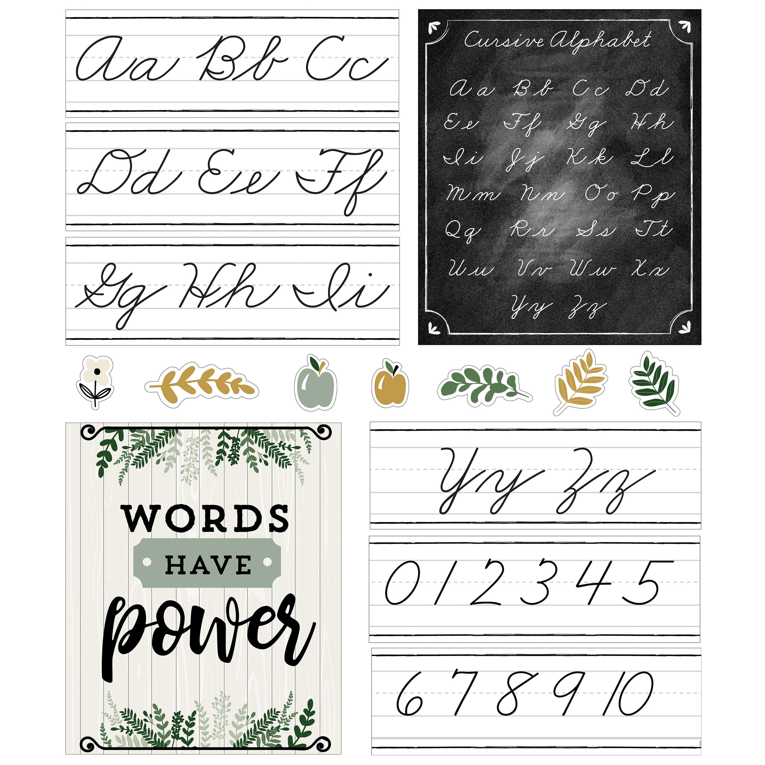 Carson Dellosa Farmhouse Alphabet Line: Cursive Bulletin Board Set (39 ...