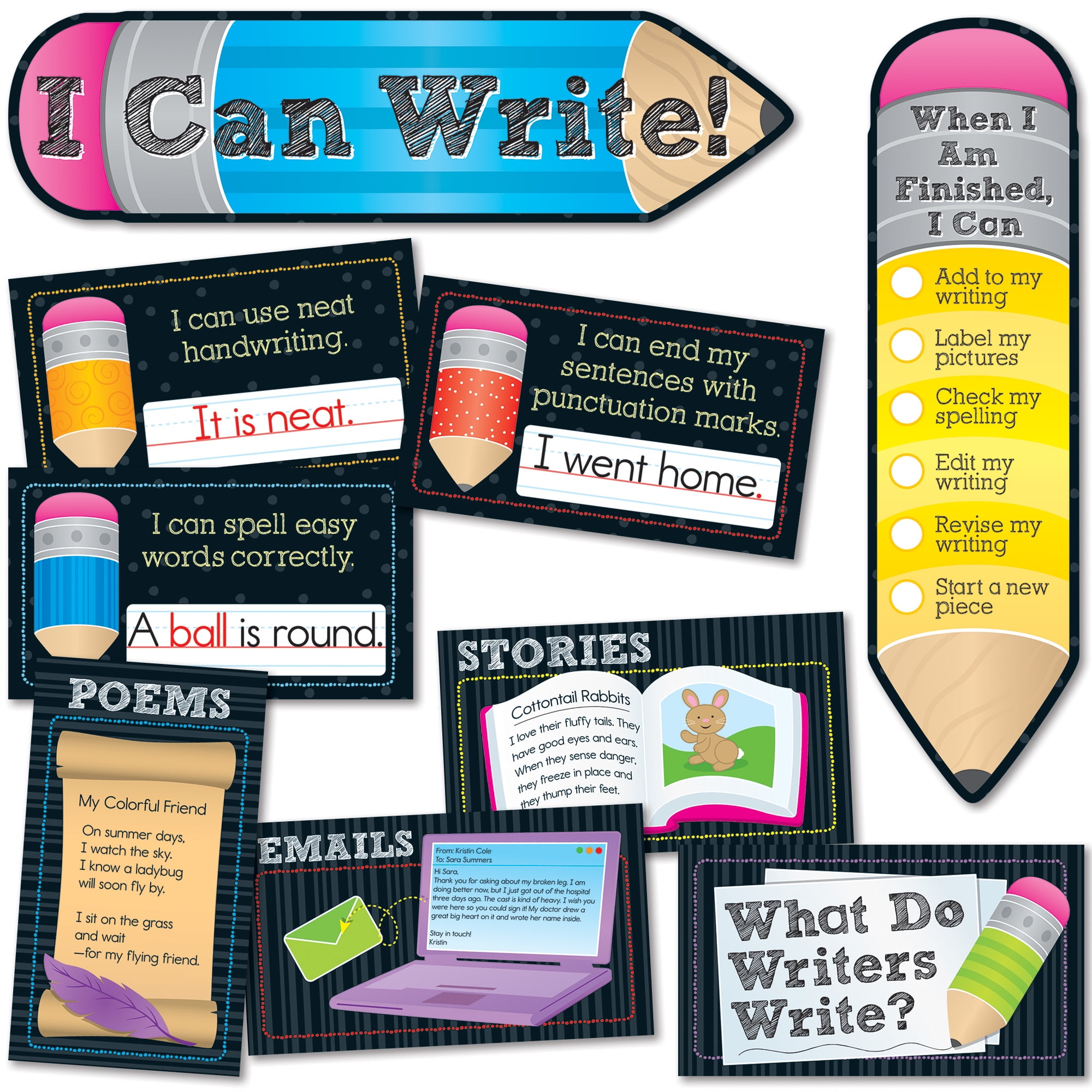 Carson Dellosa I Can Write! Mini Bulletin Board Set Grade K-3 (14 ...