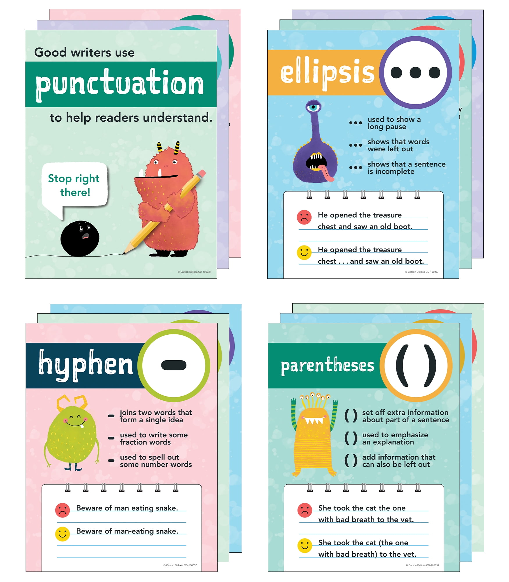 Carson Dellosa Mini Posters: Punctuation Poster Set Grade 1-5 (12 ...