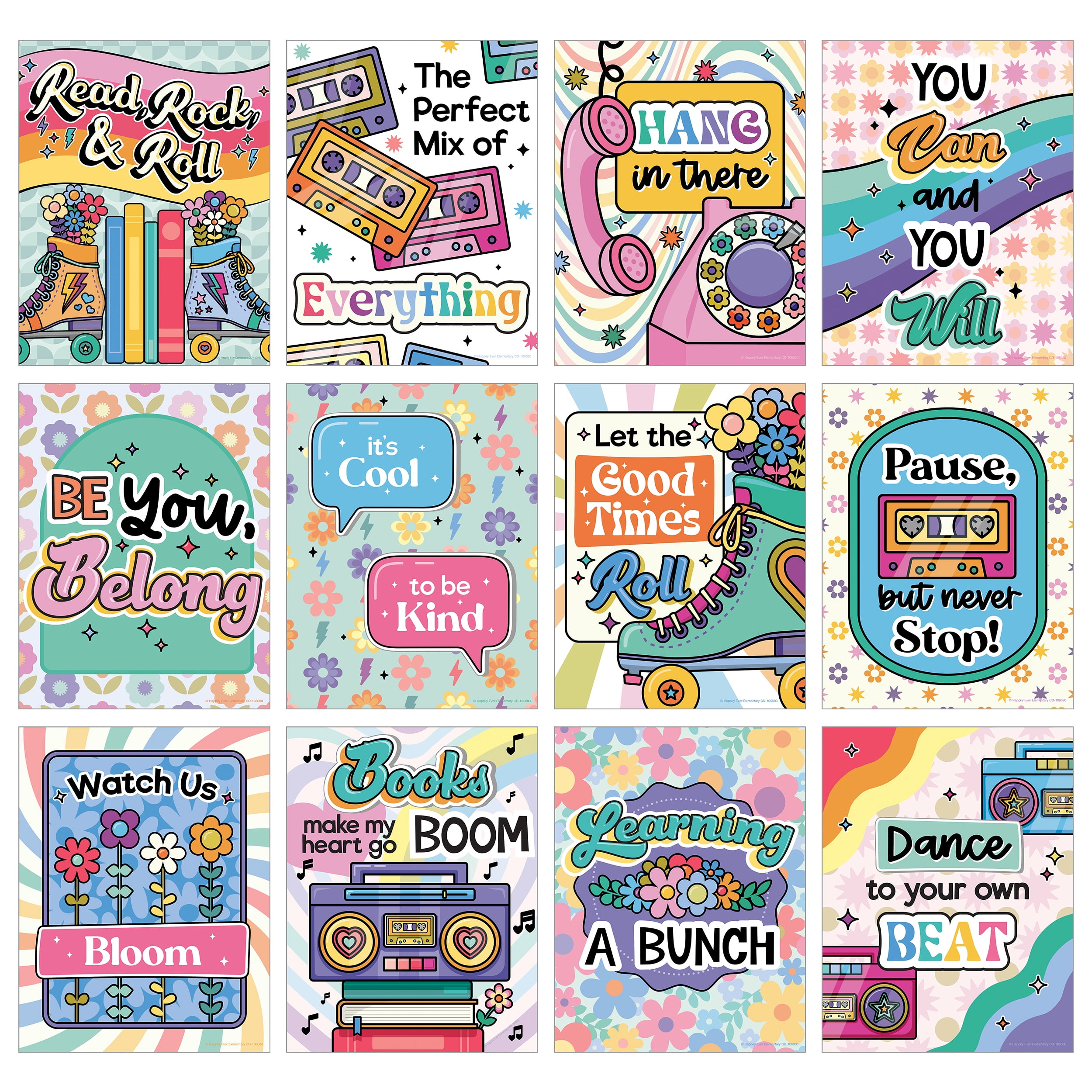 Carson Dellosa Mini Posters: Retro Remix Poster Set (12 posters ...