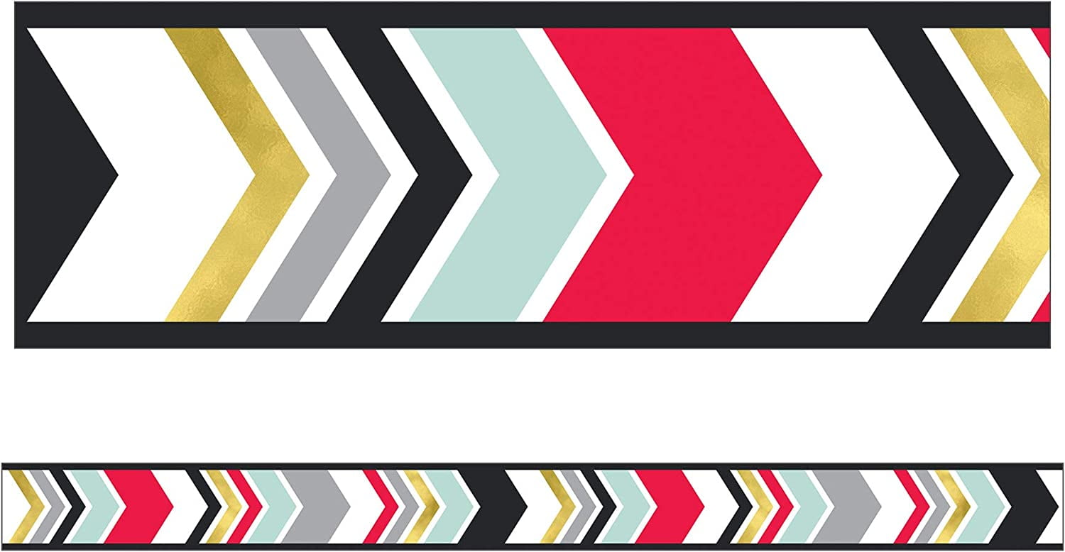 Carson Dellosa Modern Chevron Bulletin Board Borders, 36 Feet of ...
