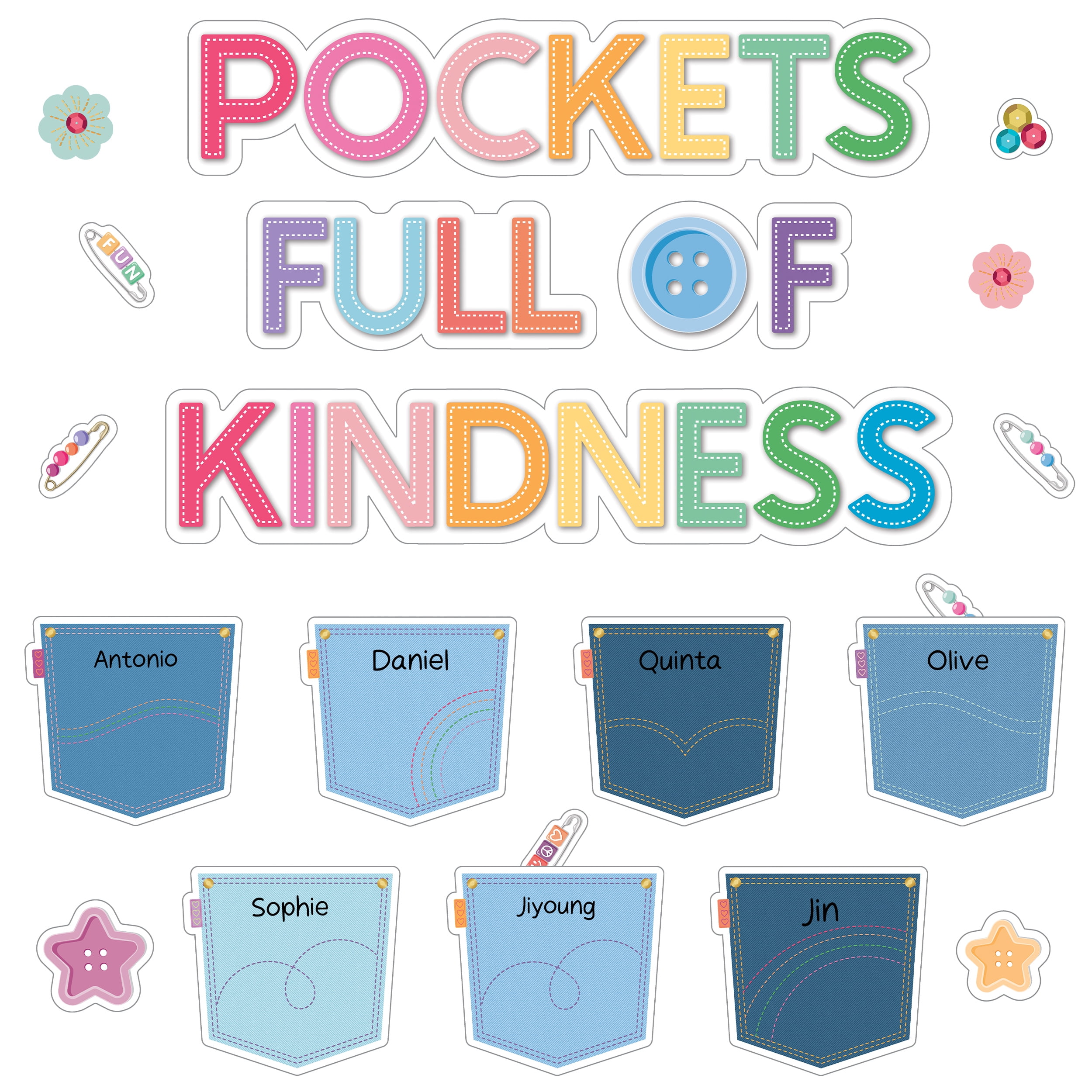Carson Dellosa Pockets Full of Kindness Bulletin Board Set (58 pieces ...