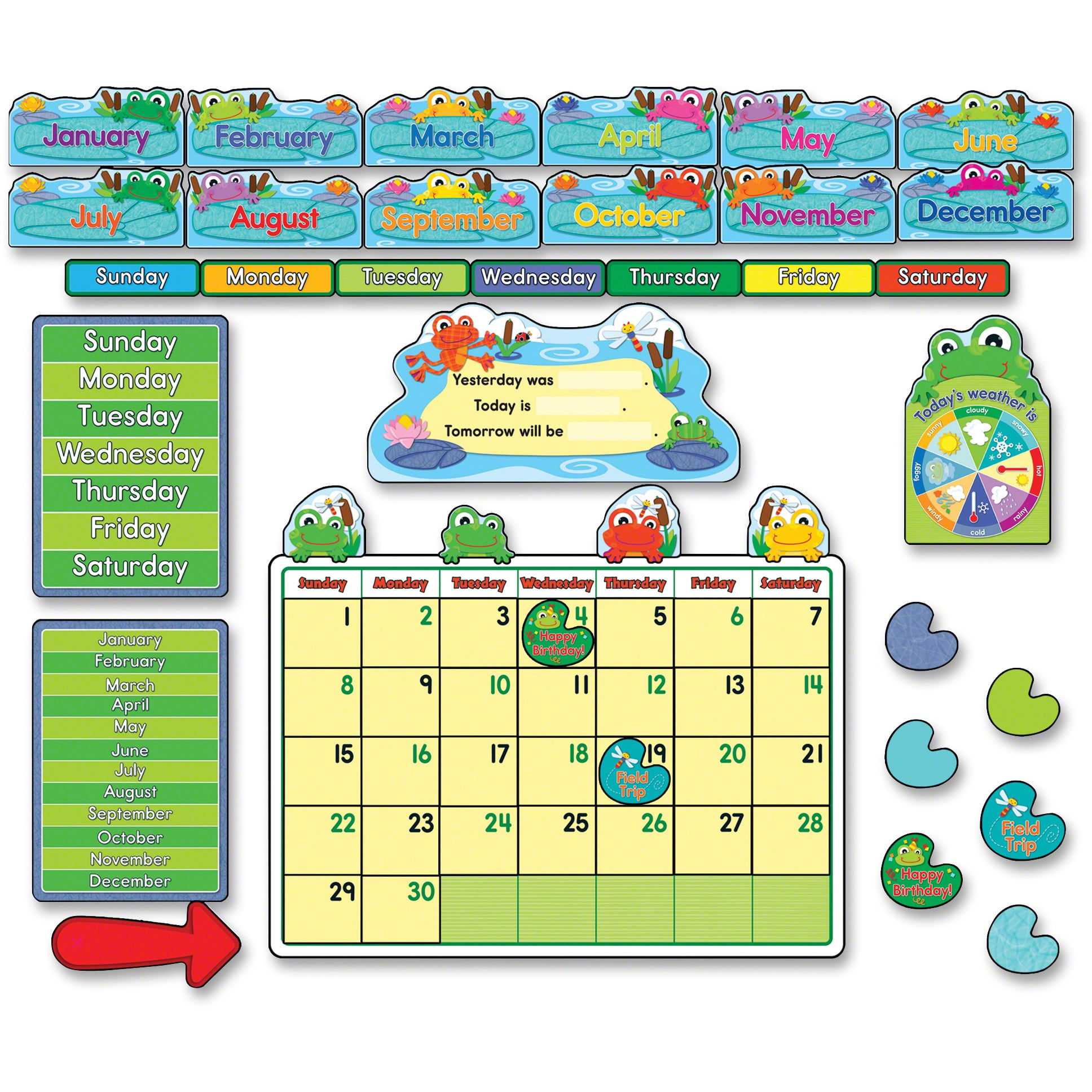 Carson-Dellosa Publishing FUNky Frog Calendar Bulletin Board Set ...