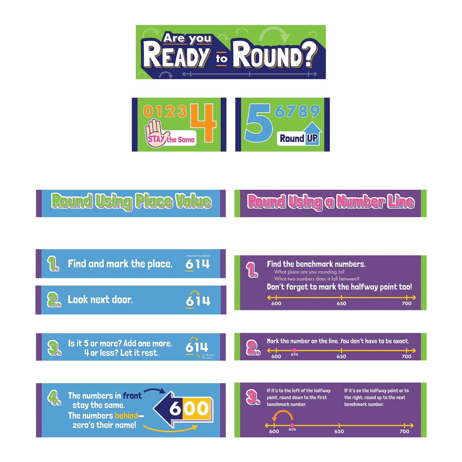 Carson Dellosa Rounding Numbers Mini Bulletin Board Set Grade 2-5 (12 ...