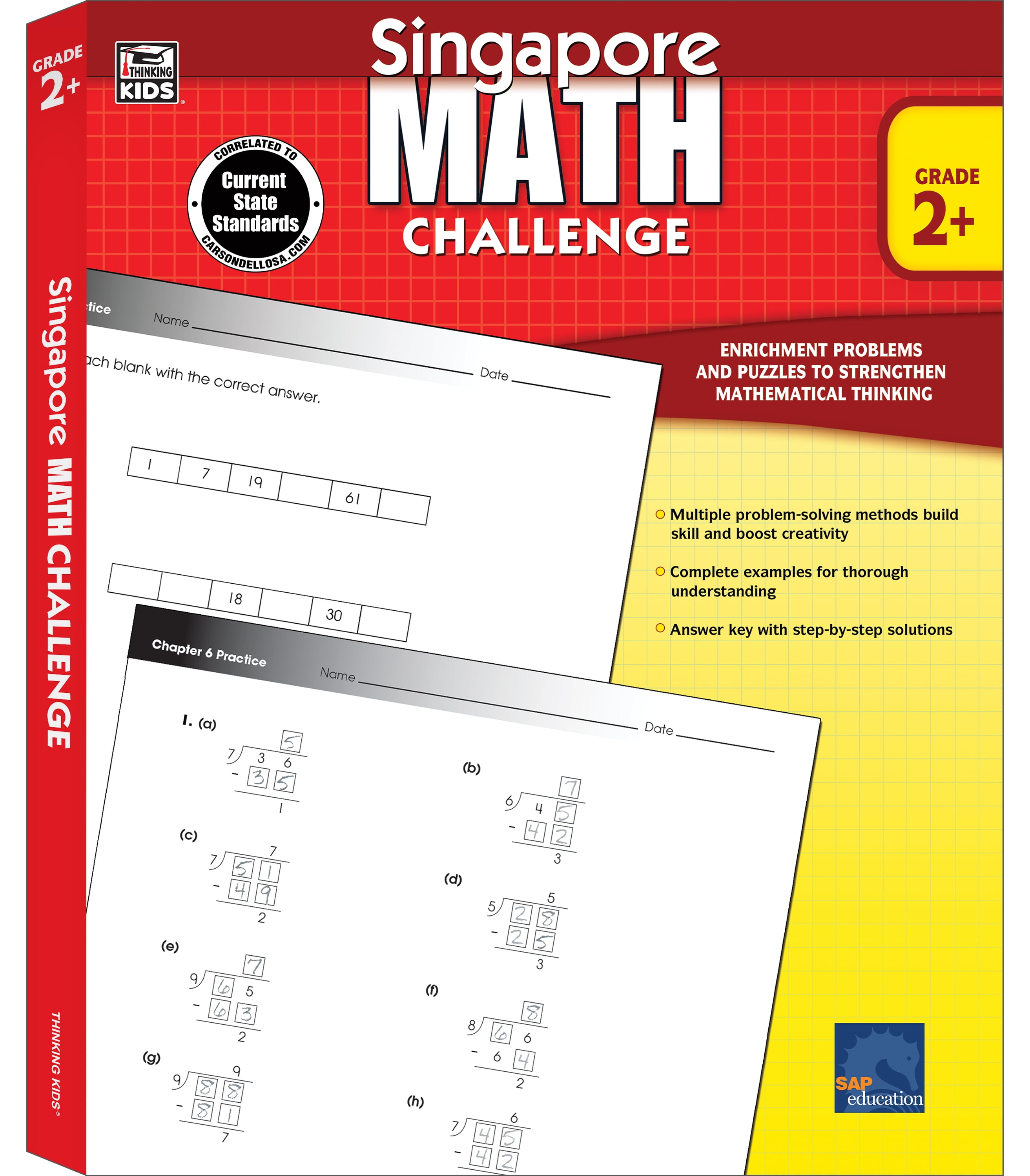 Carson Dellosa Singapore Math Challenge Workbook (352 pages) Grade 2-5 ...