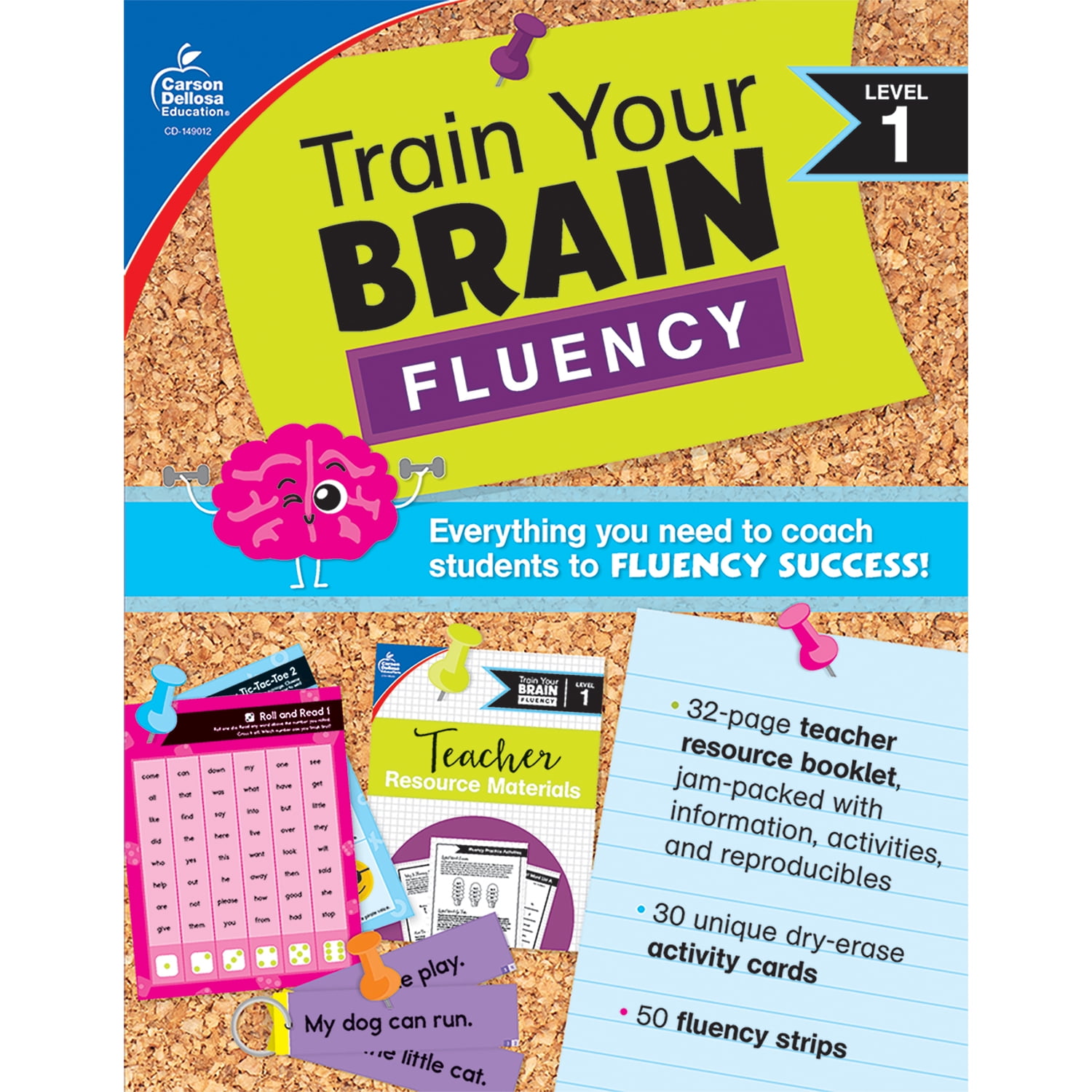 Carson Dellosa Train Your Brain: Fluency Level 1 Language Arts Classroom Kit (81 pieces) Grade K ...